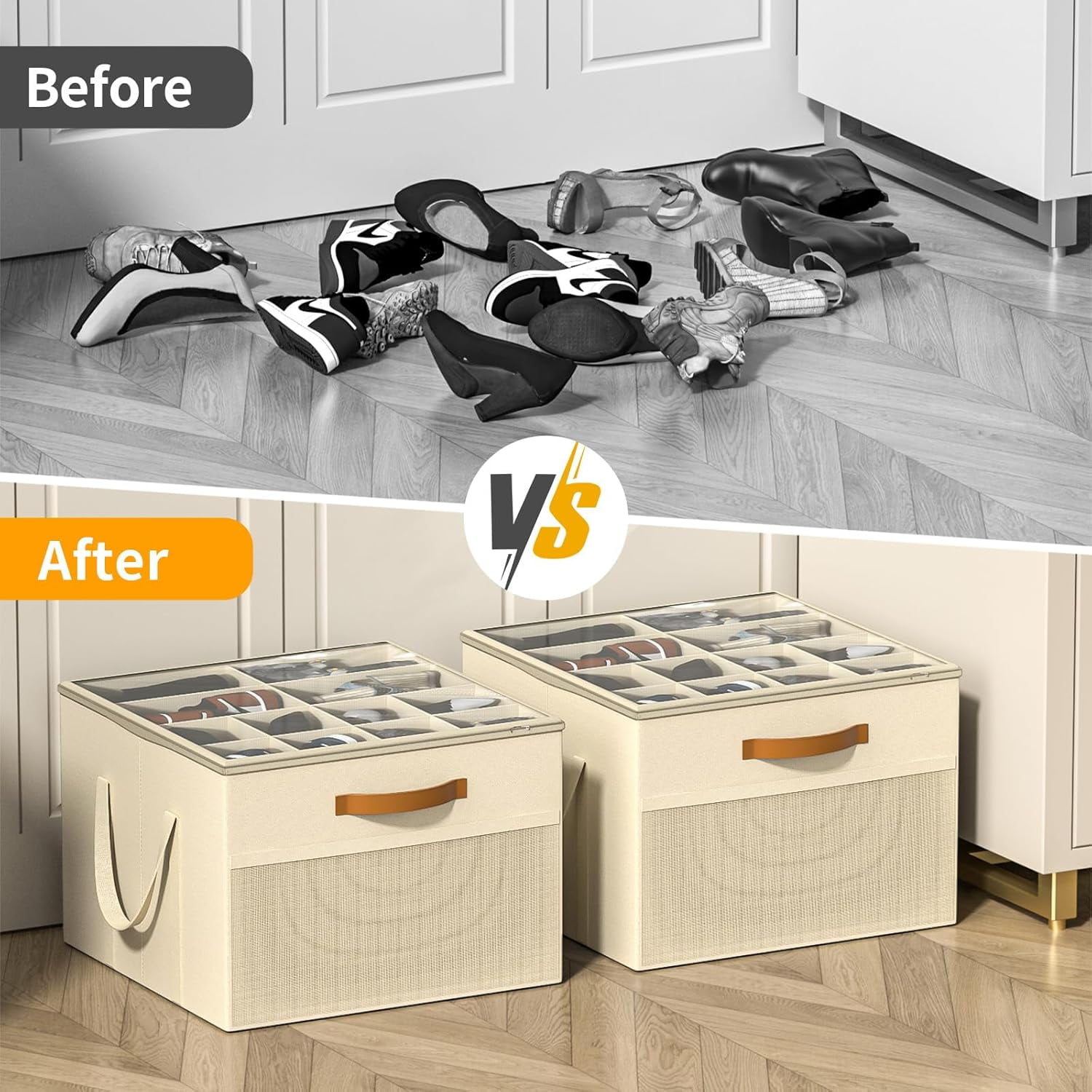 czyyul Shoe Storage Organizer for Closet Large Shoe Box Storage ...