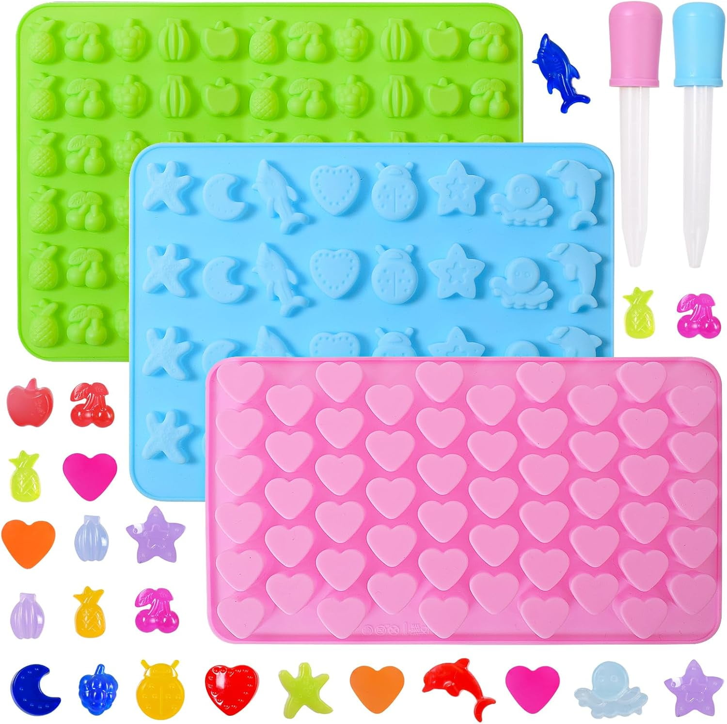 czyyul Silicone Gummy Fruit Molds 3Pcs Non-stick Chocolate Candy Molds ...