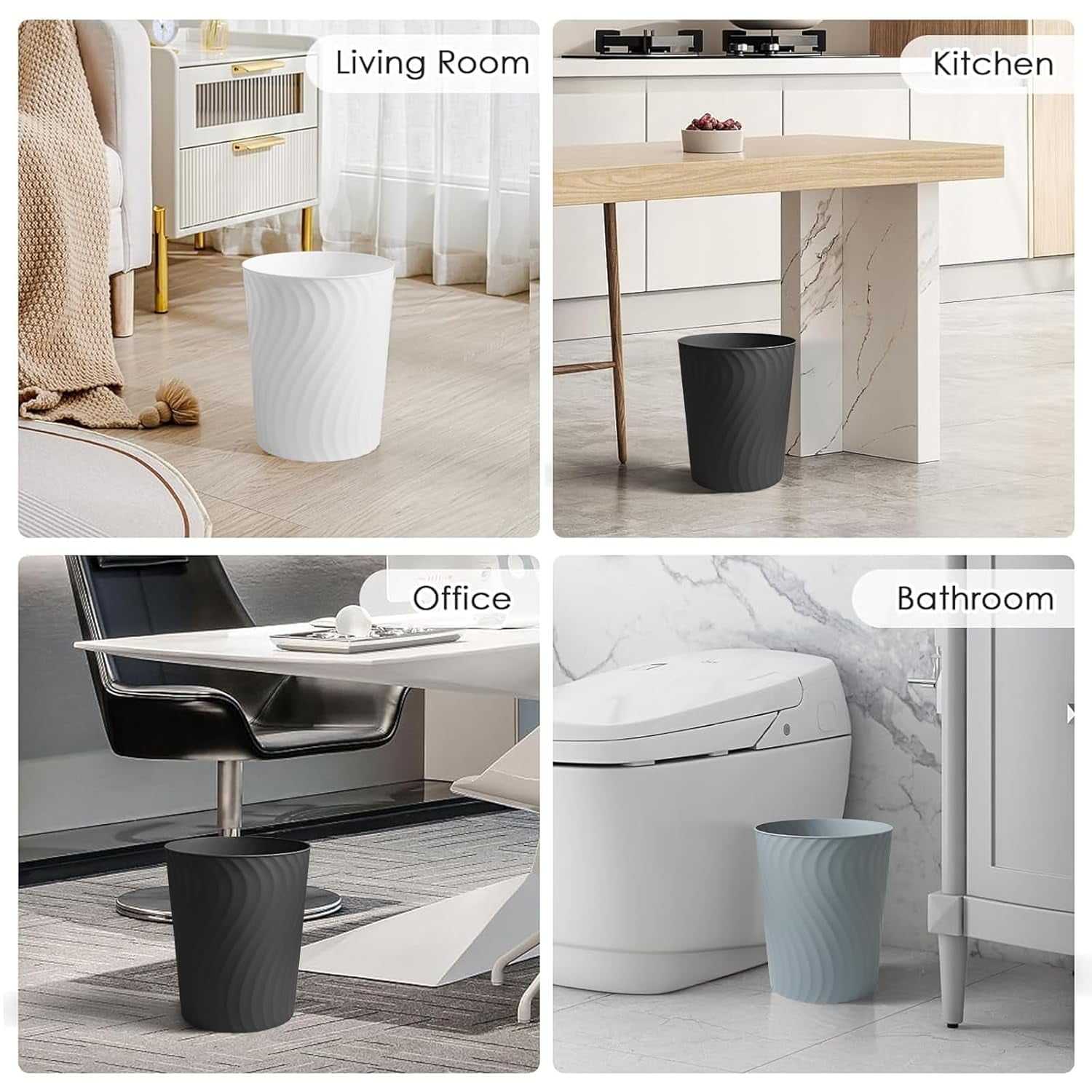 czyyul Small Trash Can 3 Pack 1.8 Gallons Bathroom Trash Can Slim Waste ...