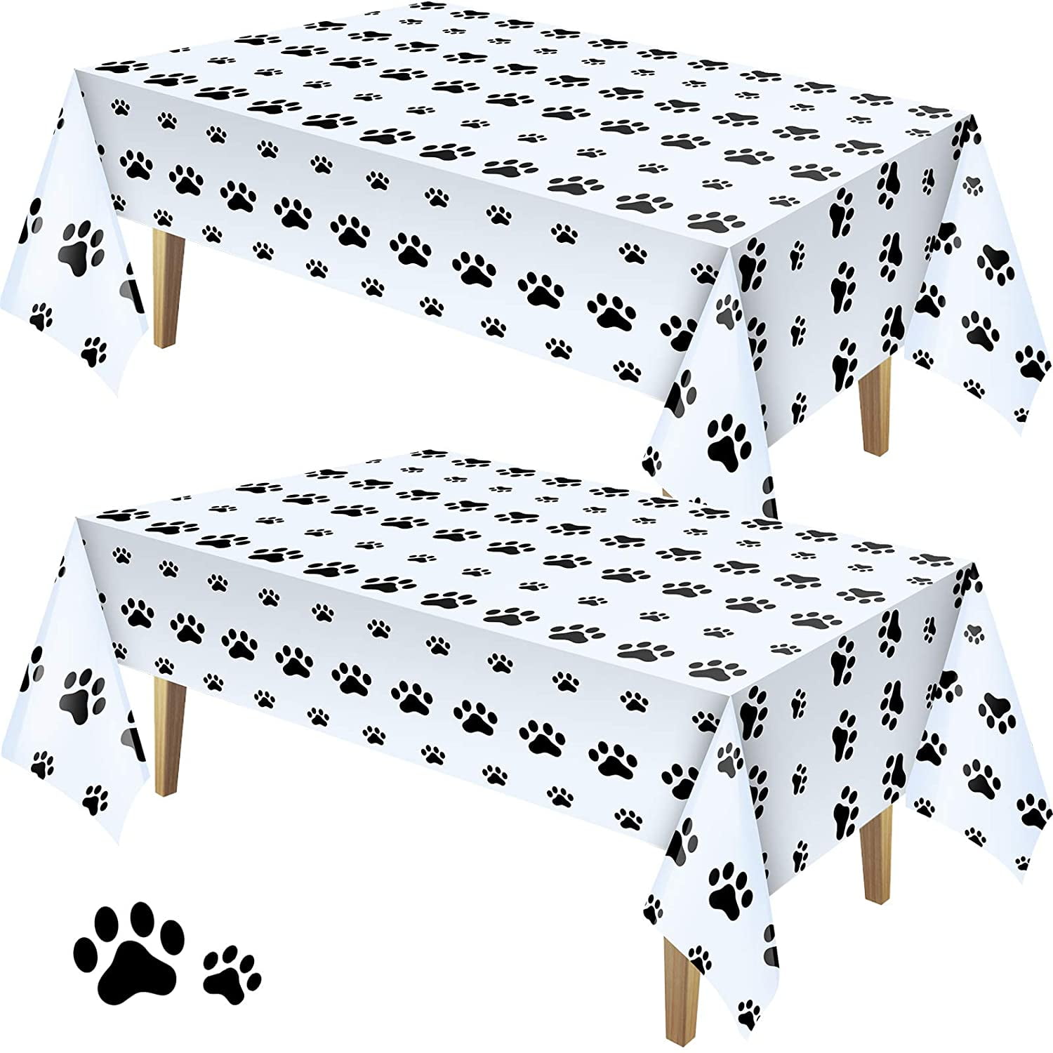 czyyul Tatuo 2 Pieces Puppy Paw Print Plastic Tablecloth Disposable ...