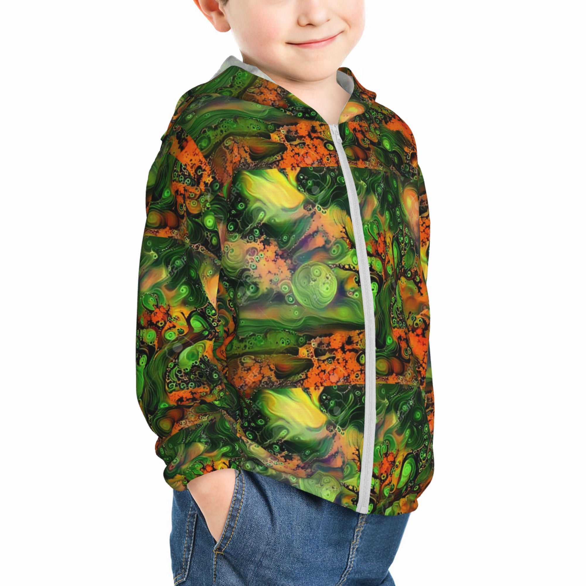 d Art Wallpaper Kids Zip-Up Hoodie Girls Boys Sun Protection Jacket Hooded Cooling Shirt ...