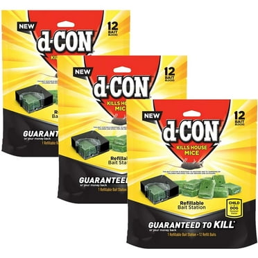 d-CON Refillable Corner Fit Mouse Poison Bait Station, 1 Trap + 12 Bait ...