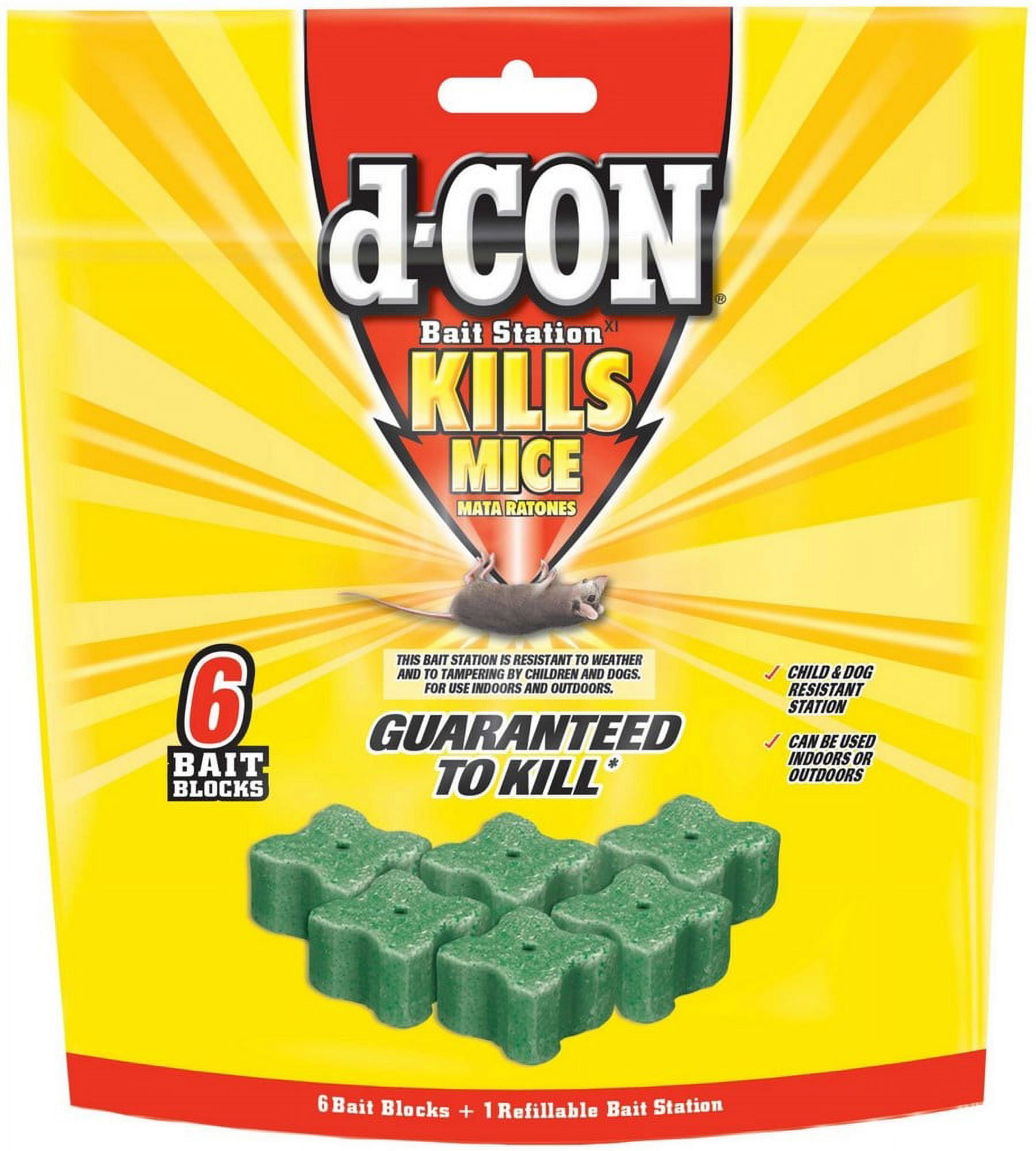 d-CON Refillable Corner Fit Mouse Poison Bait Station, 1 Trap + 6 Bait ...