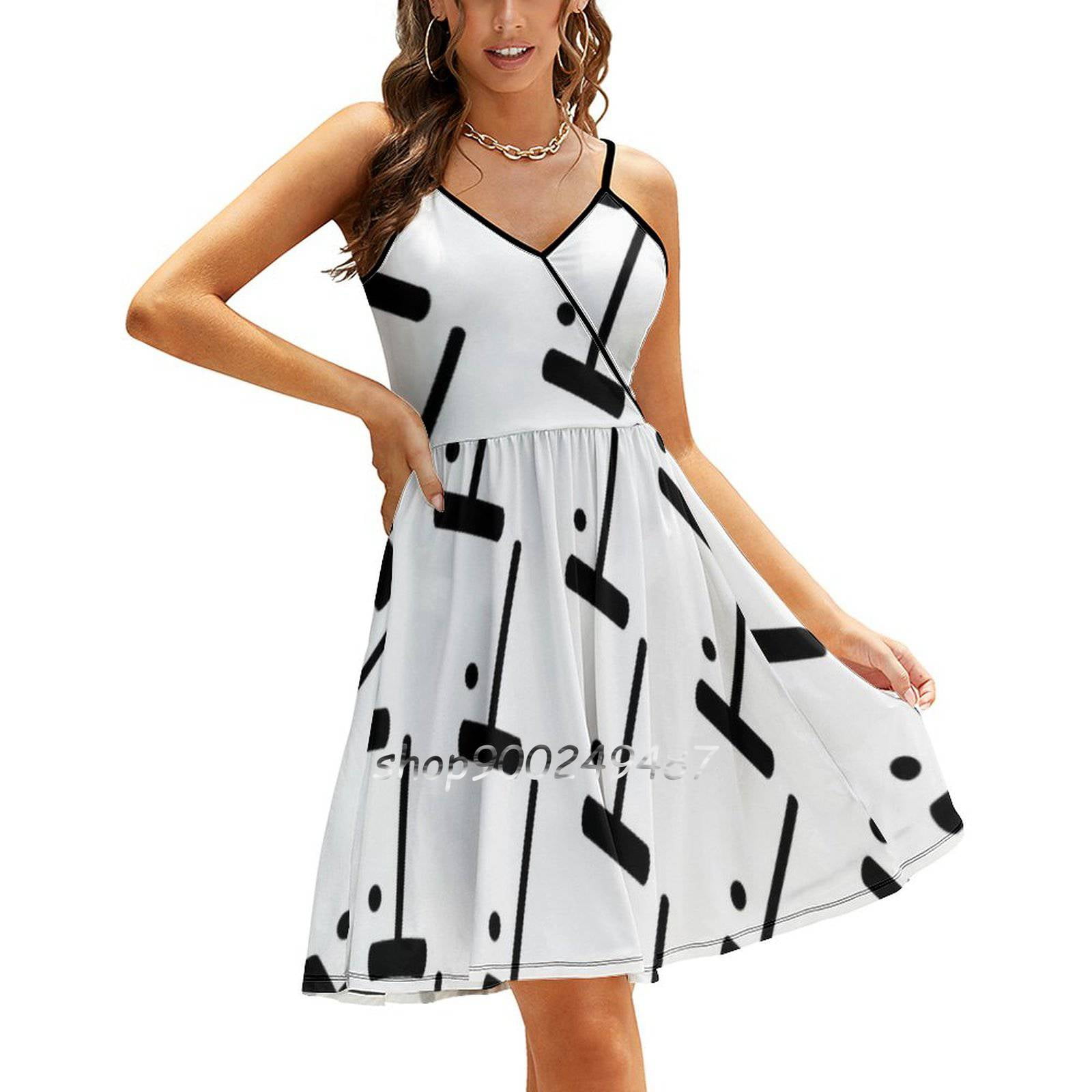 d Croquet Mallet And Ball Patterned Evening Party Dresses Midi Sexy ...