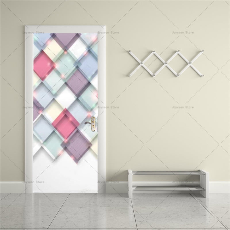 d Door Sticker Home ration Door Sticker PVC Modern Geometric Wall ...