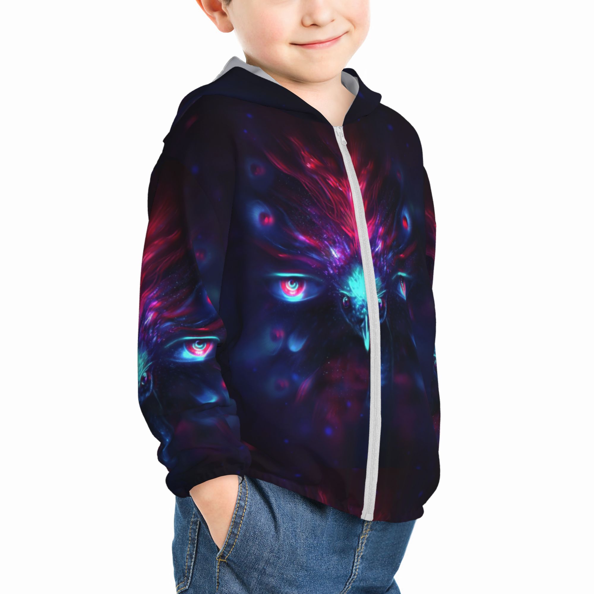 d Print Peacock Kids Zip-Up Hoodie Girls Boys Sun Protection Jacket Hooded Cooling Shirt ...