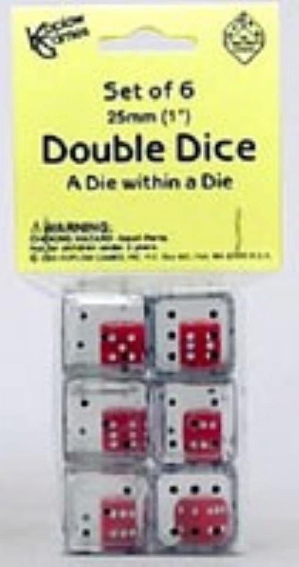 d6 25mm Double Dice - Clear w/Black (6) New - Walmart.com