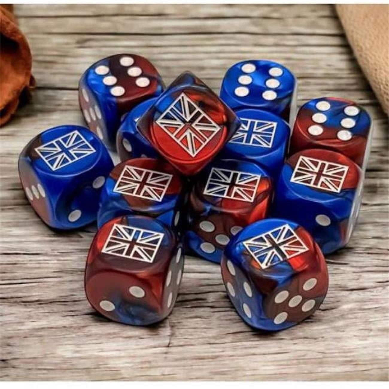 d6 Cube 16mm Opaque WW2 United Kingdom Gemini Blue Red & White Dice ...