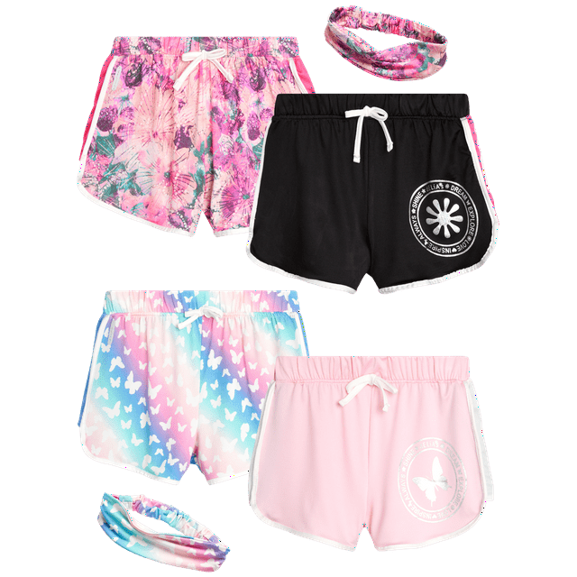 dELiA*s Girls' Comfy Athletic Shorts - 4 Pack Performance Gym & Yoga ...