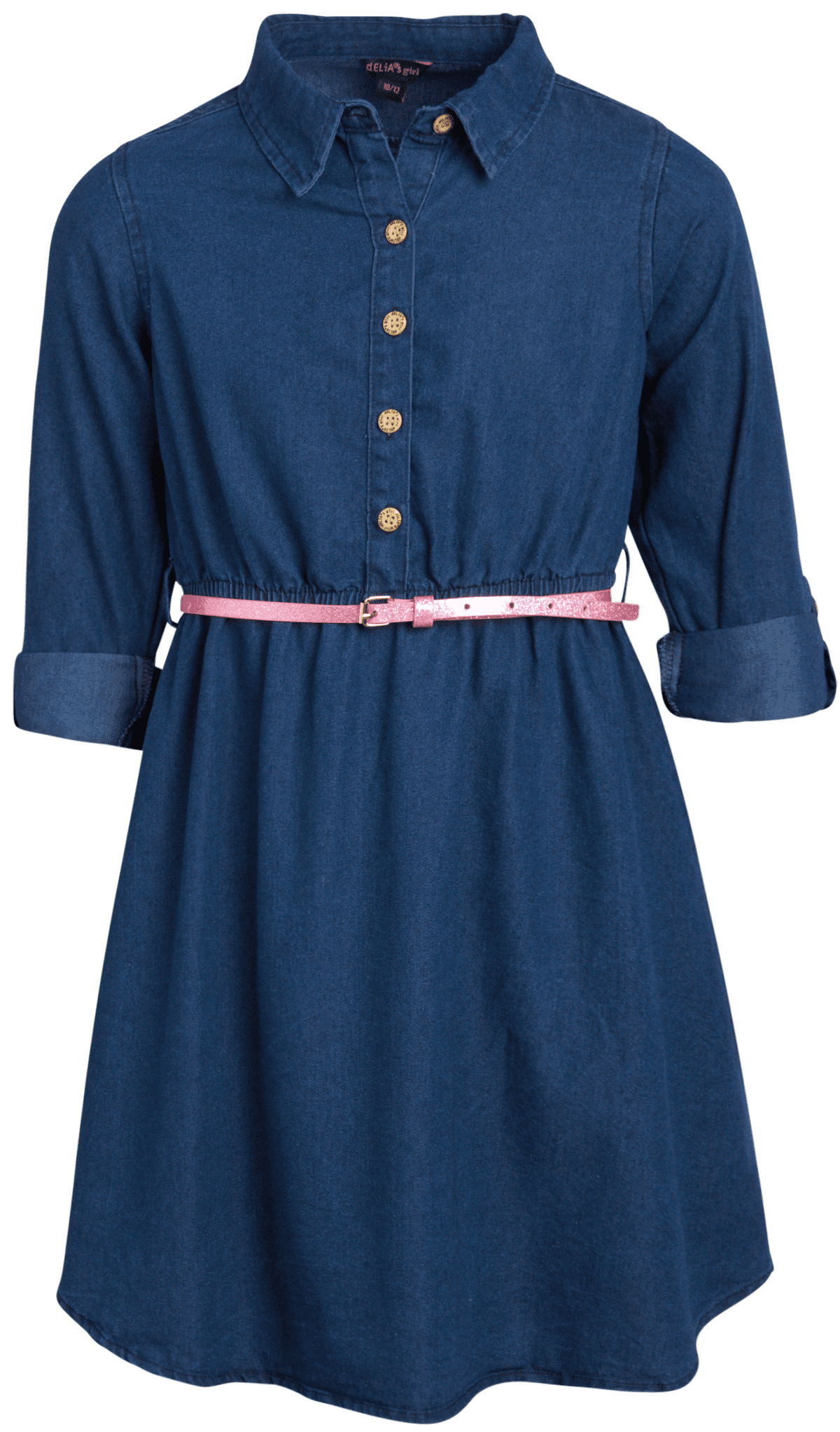 dELiA*s Girls' Denim Dress - Long Sleeve Collared Denim Dress with Belt ...