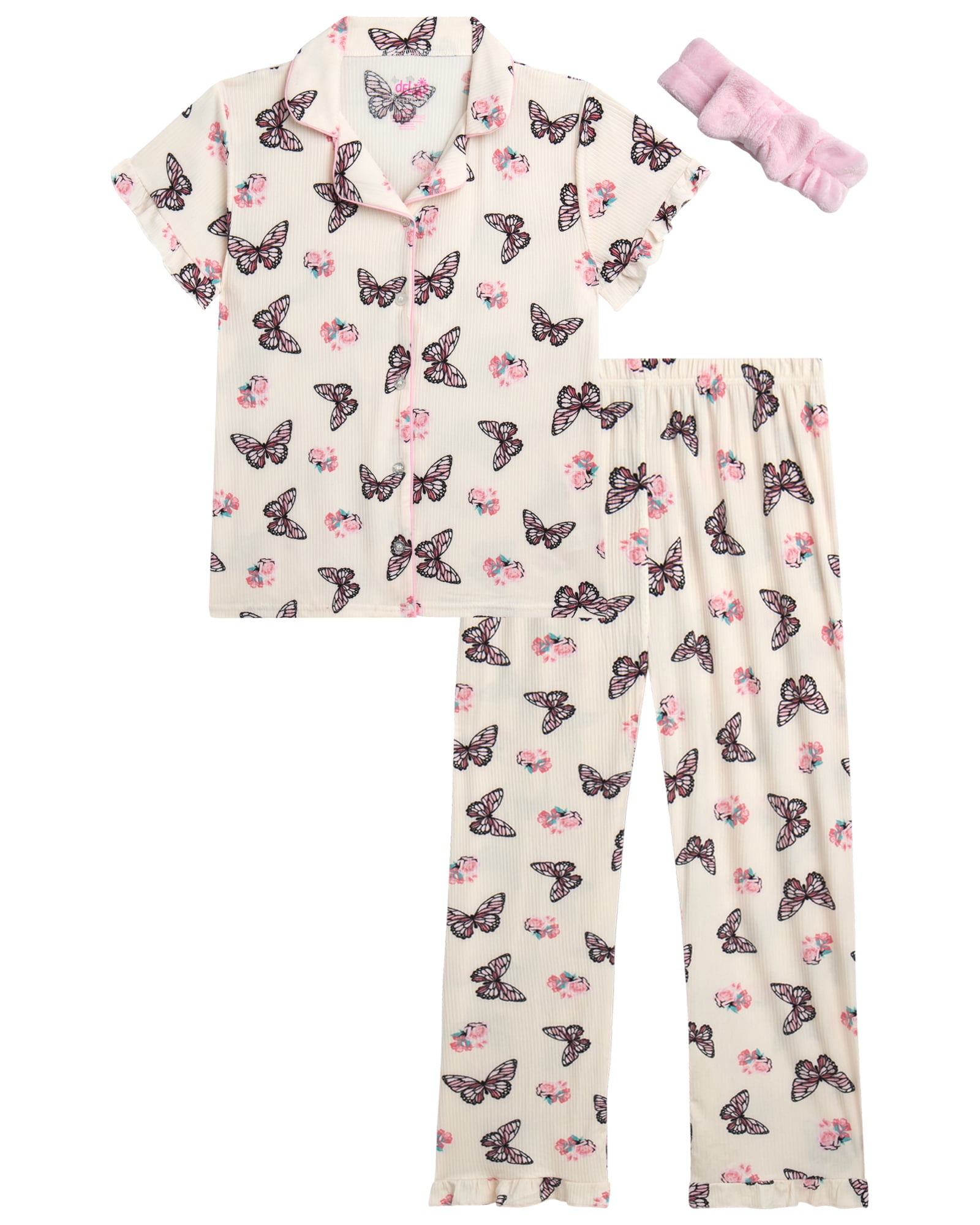 dELiA*s Girls' Pajama Set, 2 Piece Button Down Sleepwear, Ribbed Fabric ...