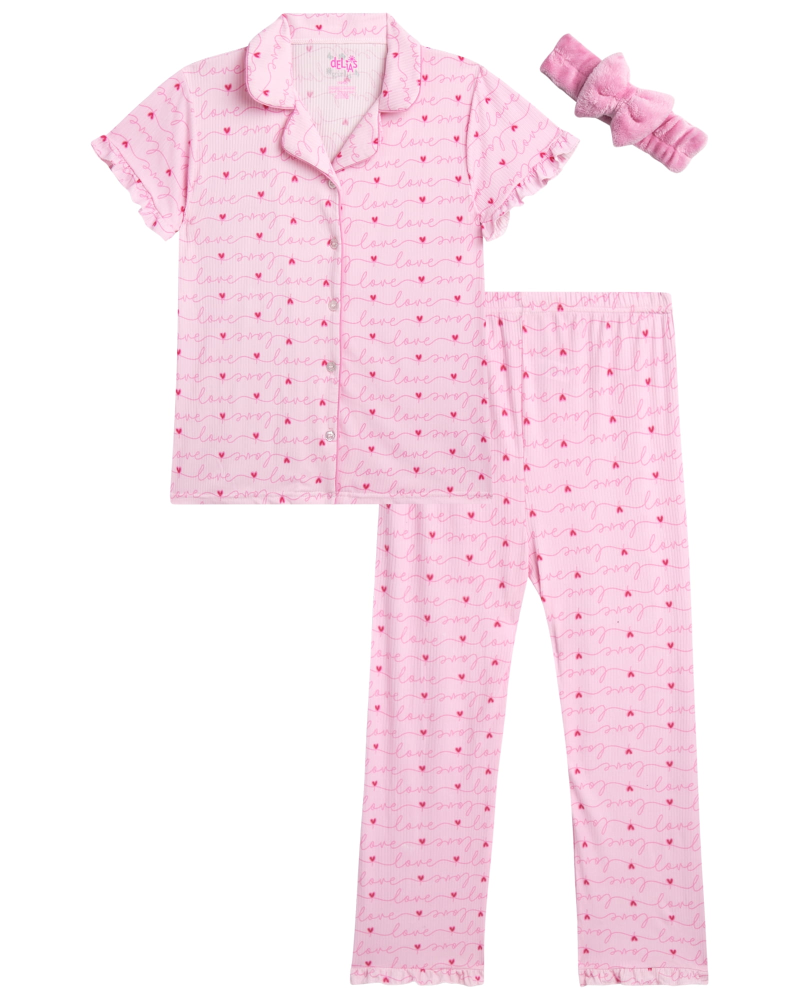 dELiA*s Girls Pajama Set, 2-Piece Button-Down Sleepwear with Spa ...
