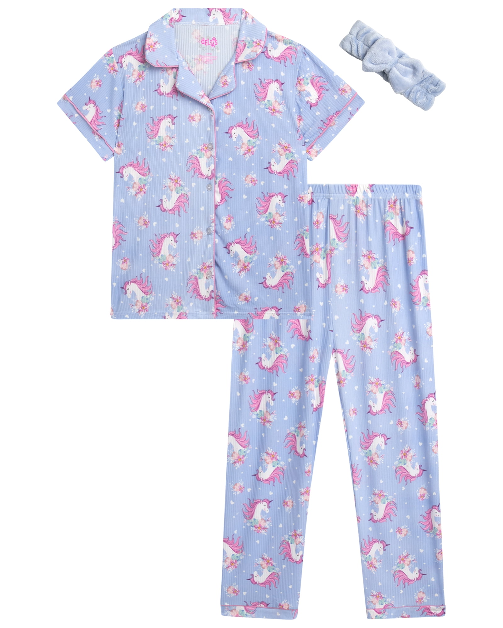 dELiA*s Girls' Pajama Set, 2-Piece Button-Down Sleepwear, Elastic ...