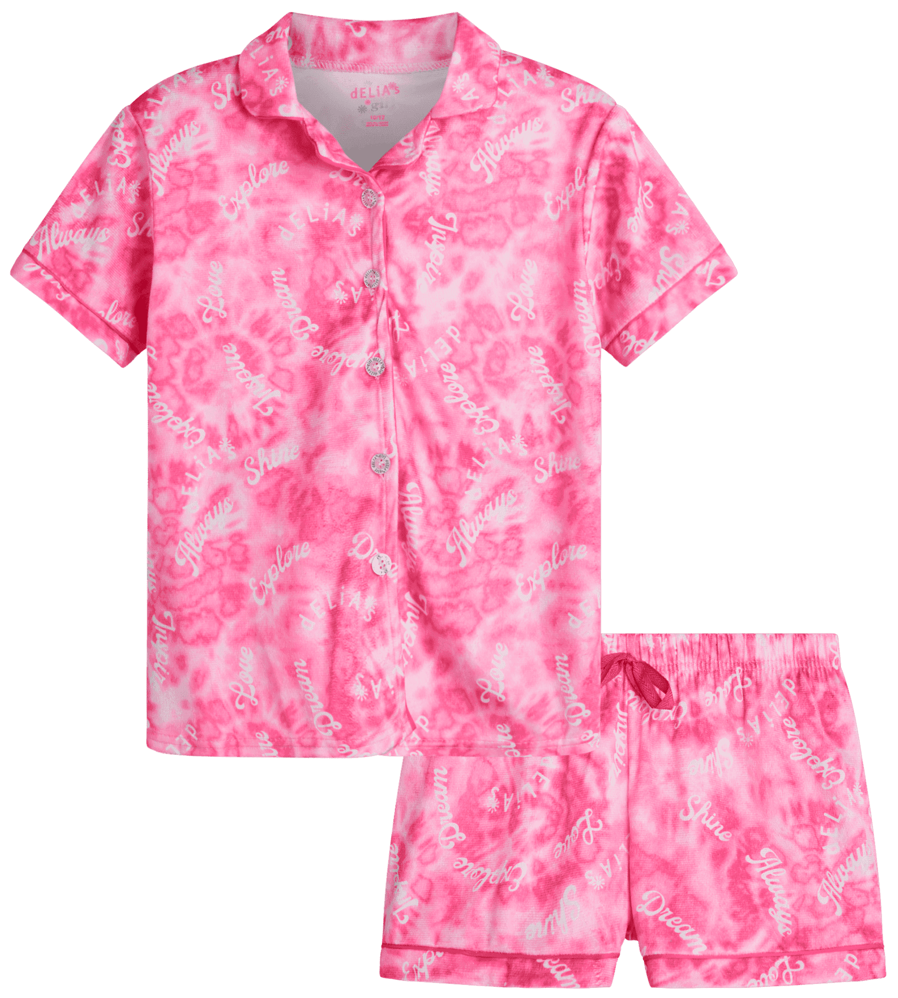 dELiA*s Girls Pajamas Set - 2 Piece Button Down Shirt and Pajama Shorts ...