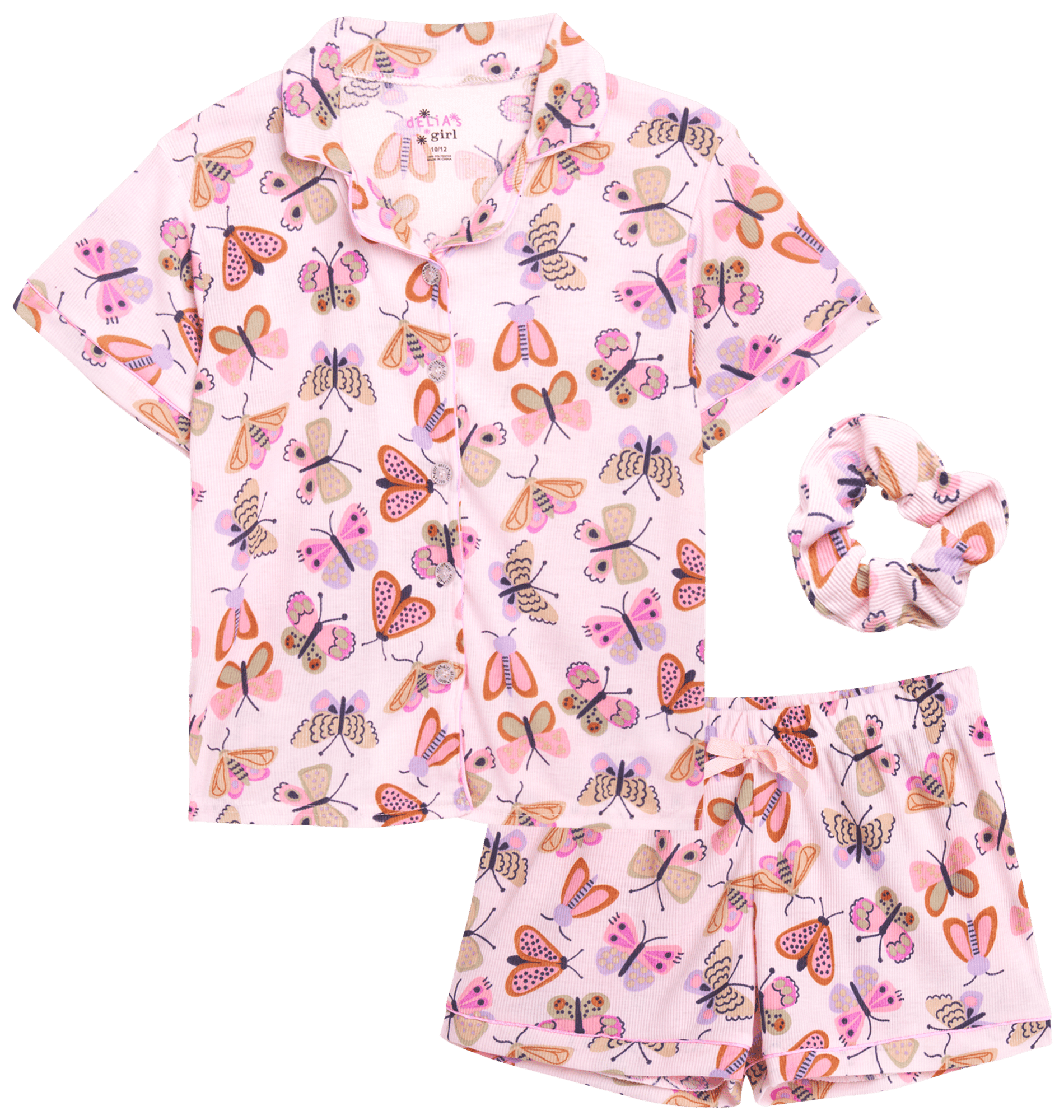 dELiA*s Girls Pajamas Set - 2 Piece Button Down Shirt and Pajama Shorts ...