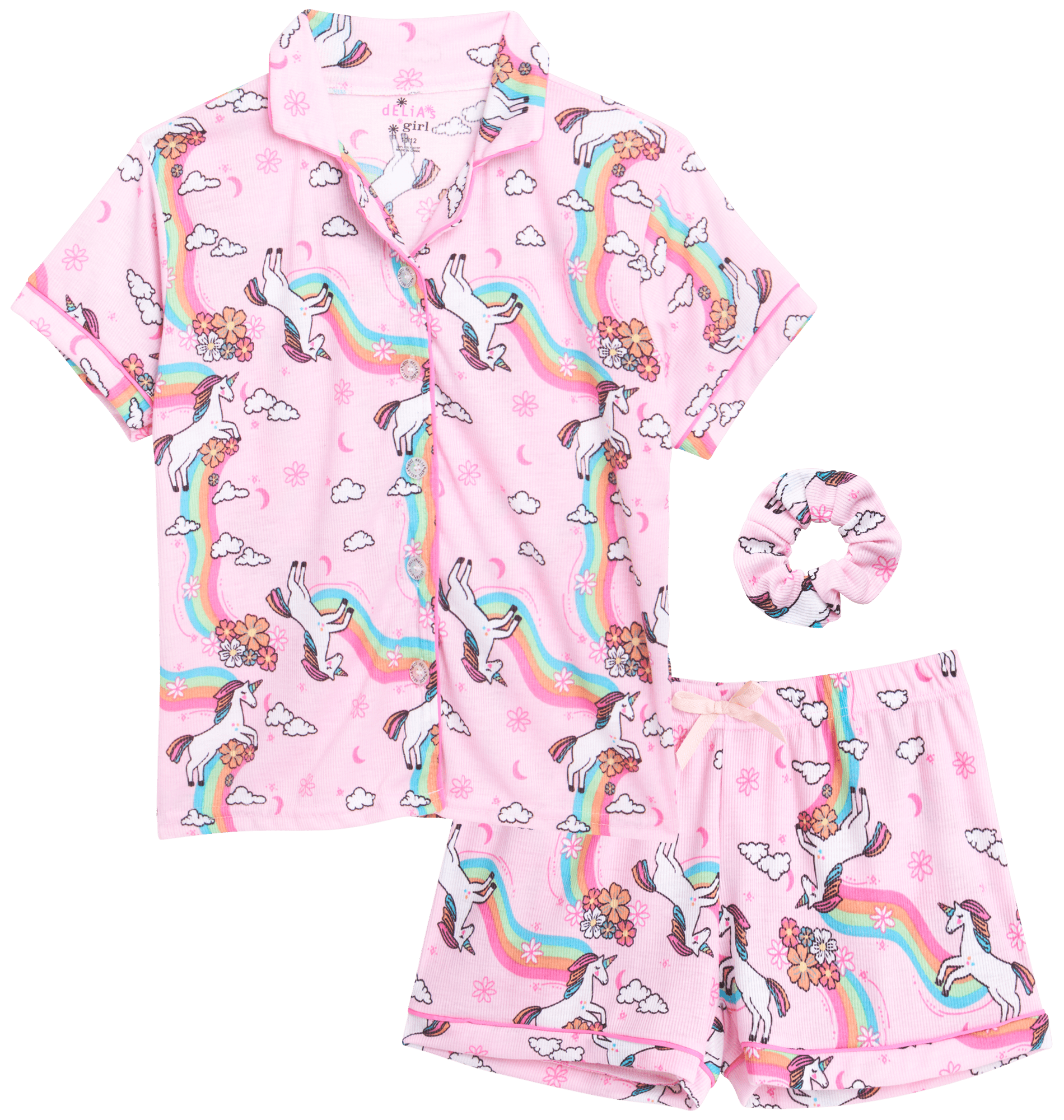 dELiA*s Girls Pajamas Set - 2 Piece Button Down Shirt and Pajama Shorts ...