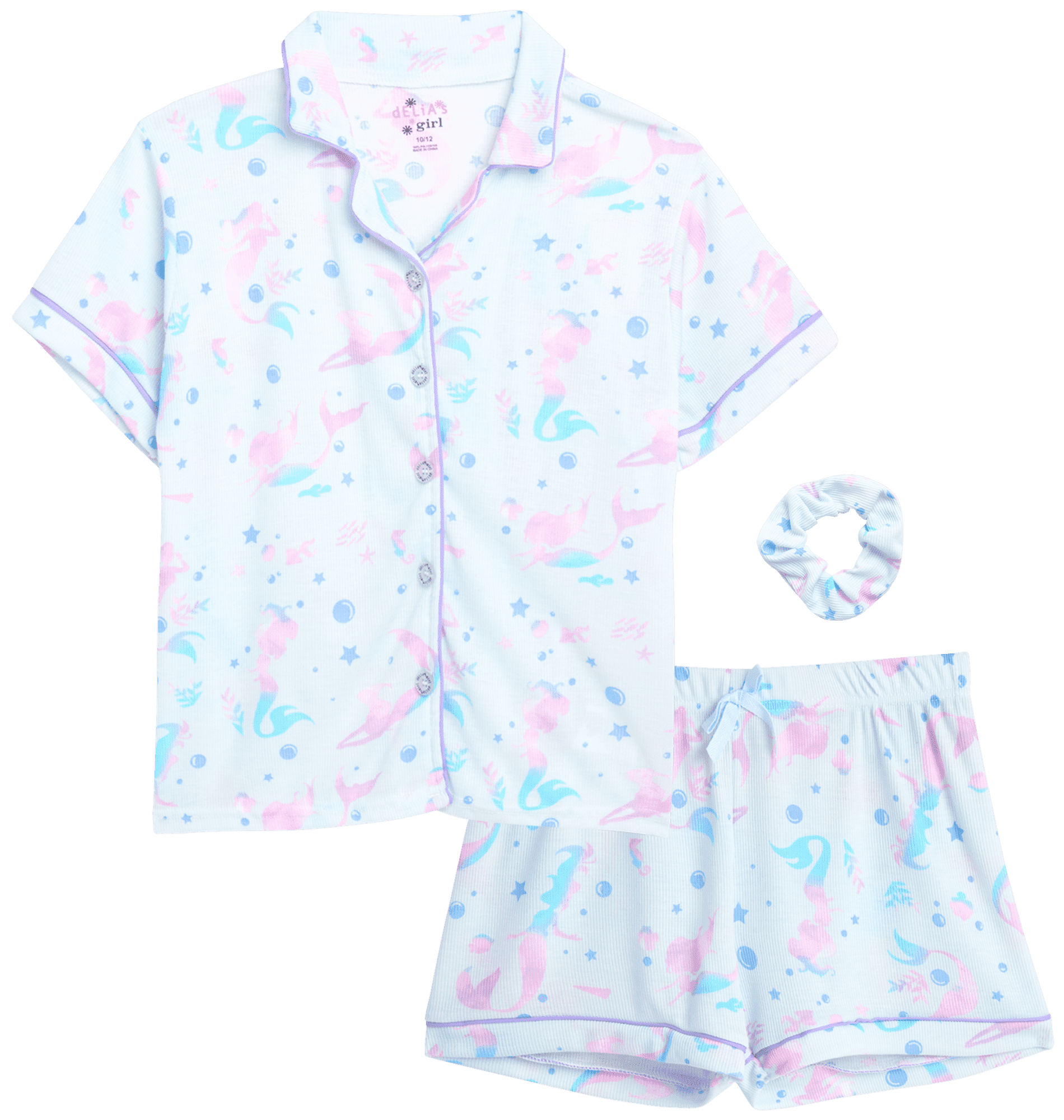 dELiA*s Girls Pajamas Set - 2 Piece Button Down Shirt and Pajama Shorts ...