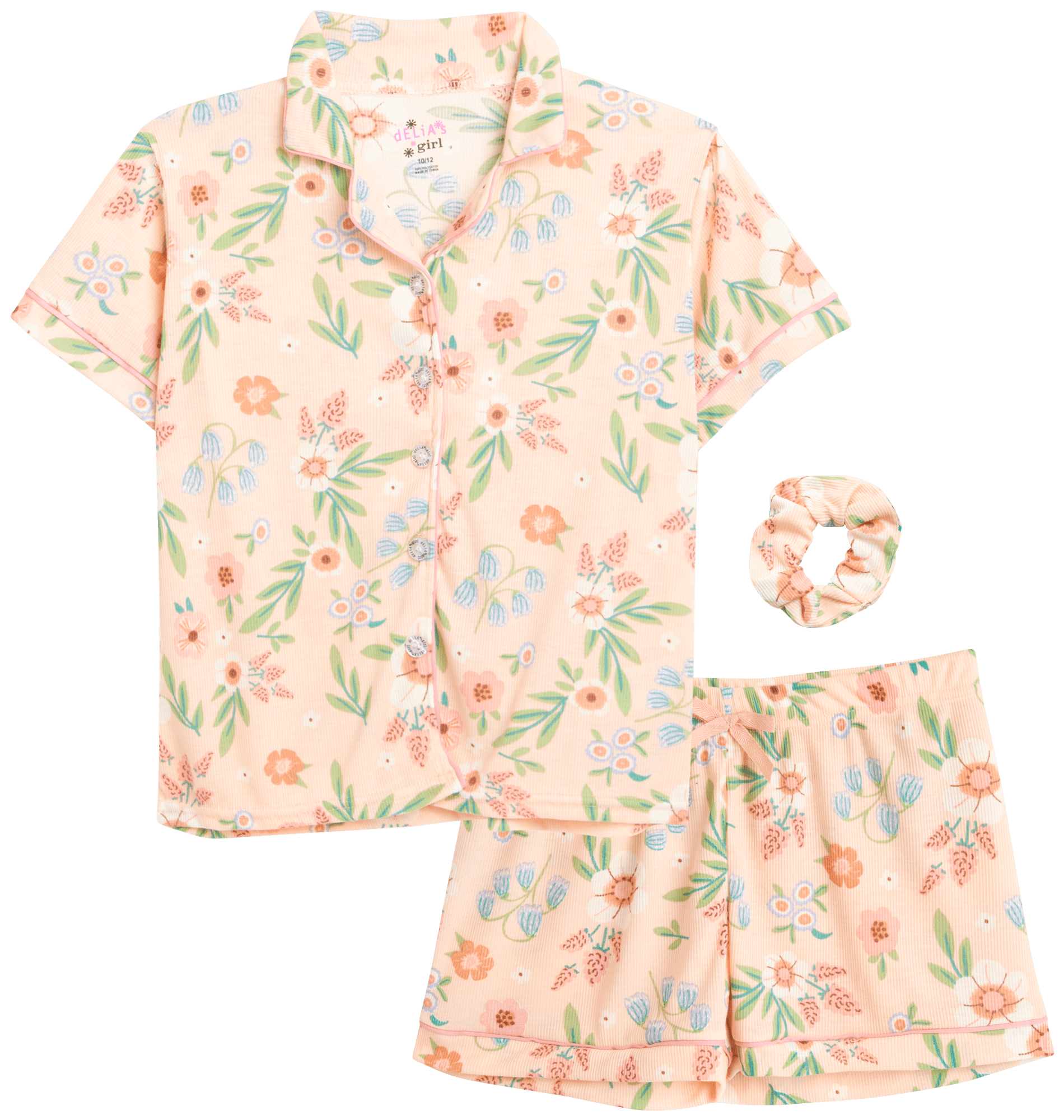 dELiA*s Girls' Pajama Set - 2 Piece Short Sleeve Button Down Sleep ...