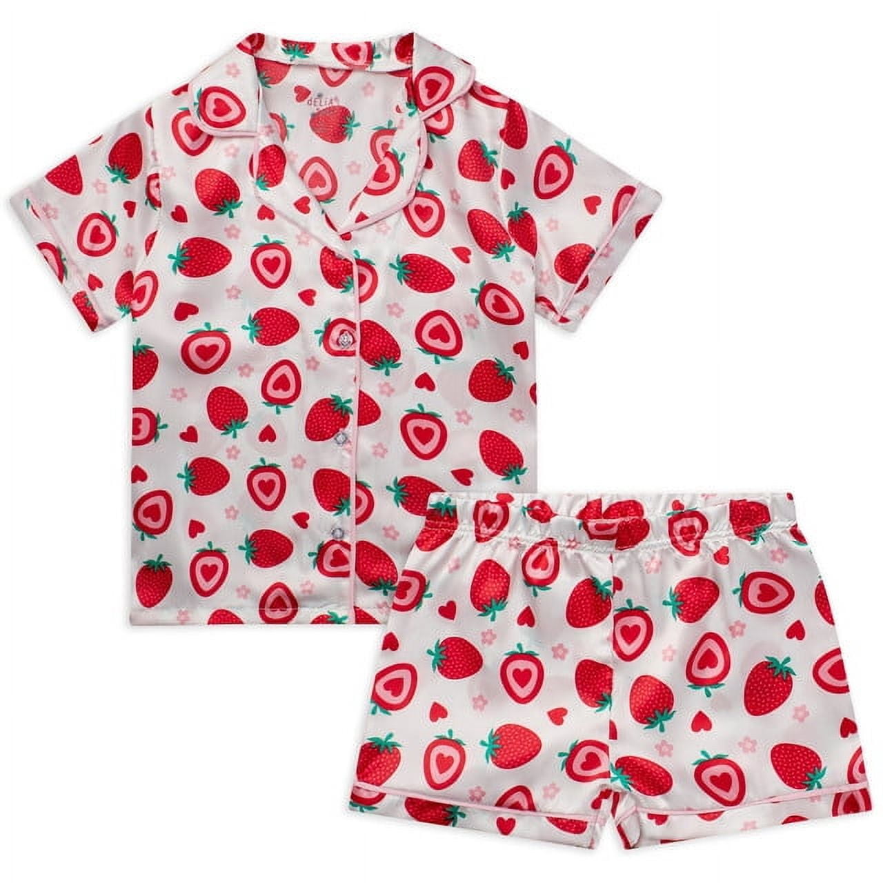 dELiA*s Girls' Pajama Set - 2 Piece Silky Soft Satin Button Down Sleep ...