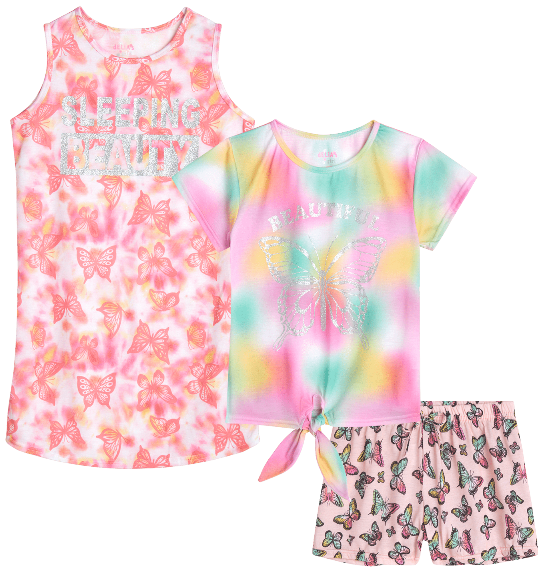 dELiA*s Girls' Pajama Set - 3 Piece Sleep Shirt, Lounge Shorts, and ...