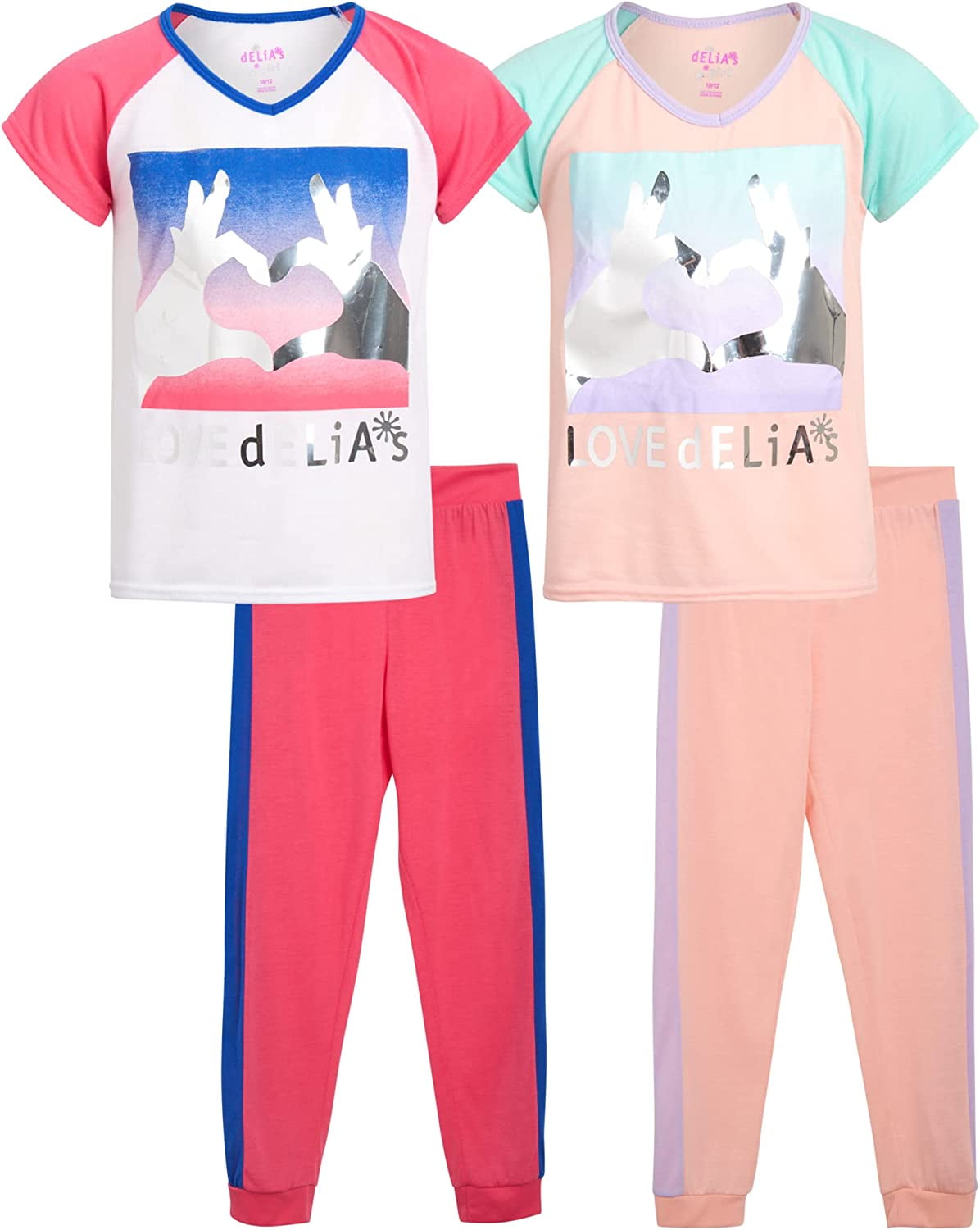 dELiA*s Girls' Pajama Set - 4 Piece Sleepwear Top and Pajama Pants ...