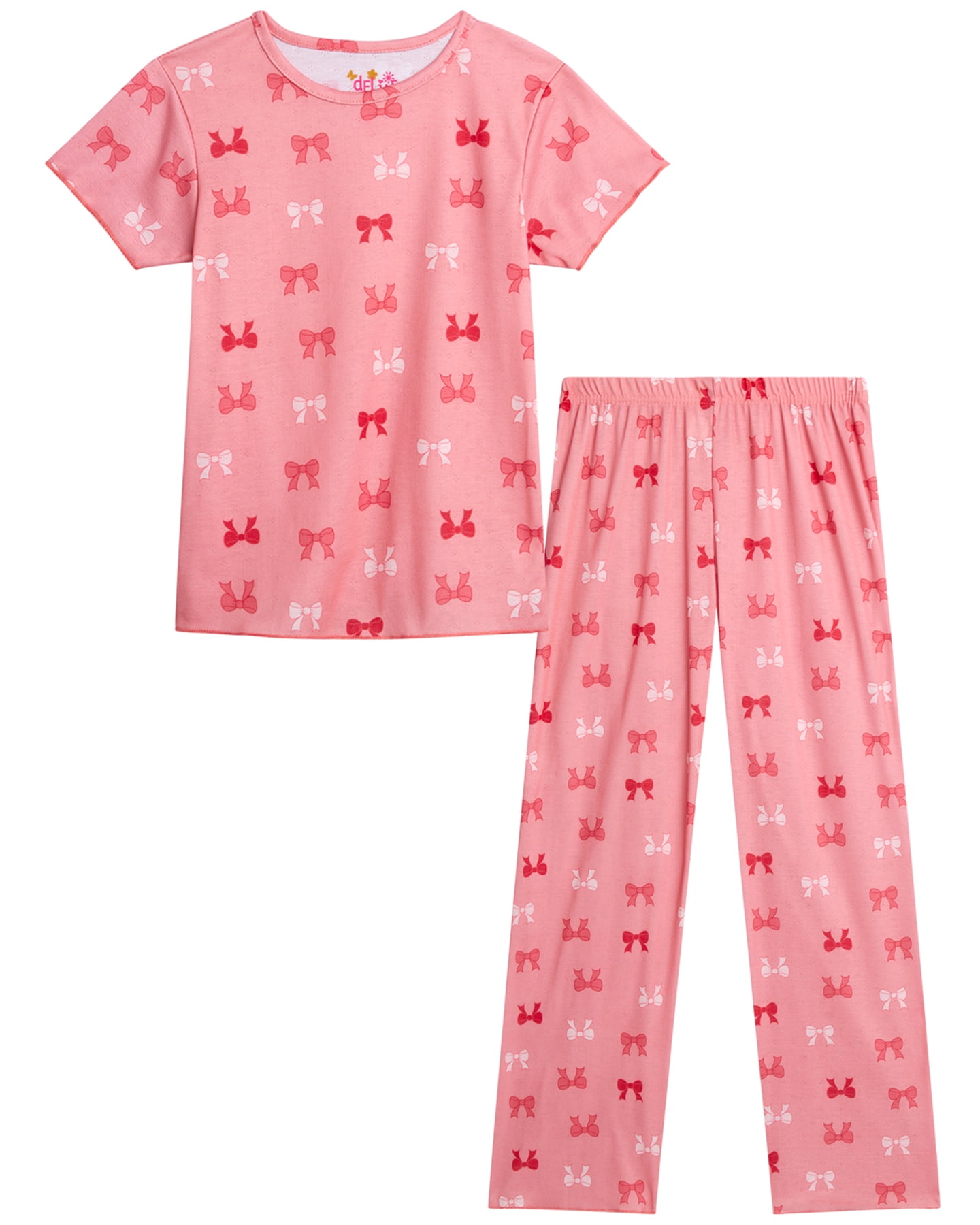 dELiA*s Girls' Pajamas - 2 Piece Snug Fit Pointelle Floral Bow Pajamas ...