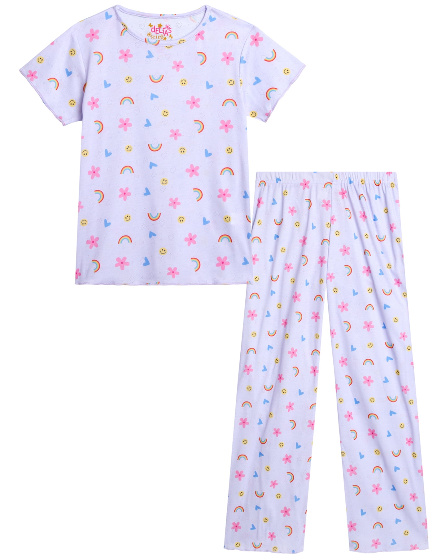 dELiA*s Girls' Pajamas - 2 Piece Snug Fit Pointelle Floral Bow Pajamas ...