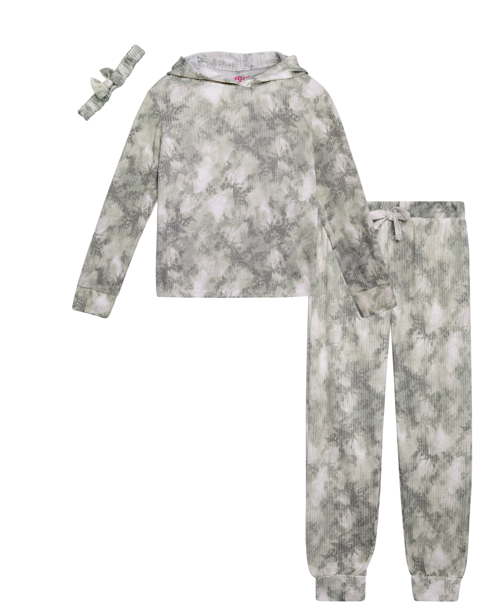 dELiA*s Girls' Sweatsuit Set - 3 Piece Cozy Ribbed Hoodie and Joggers ...