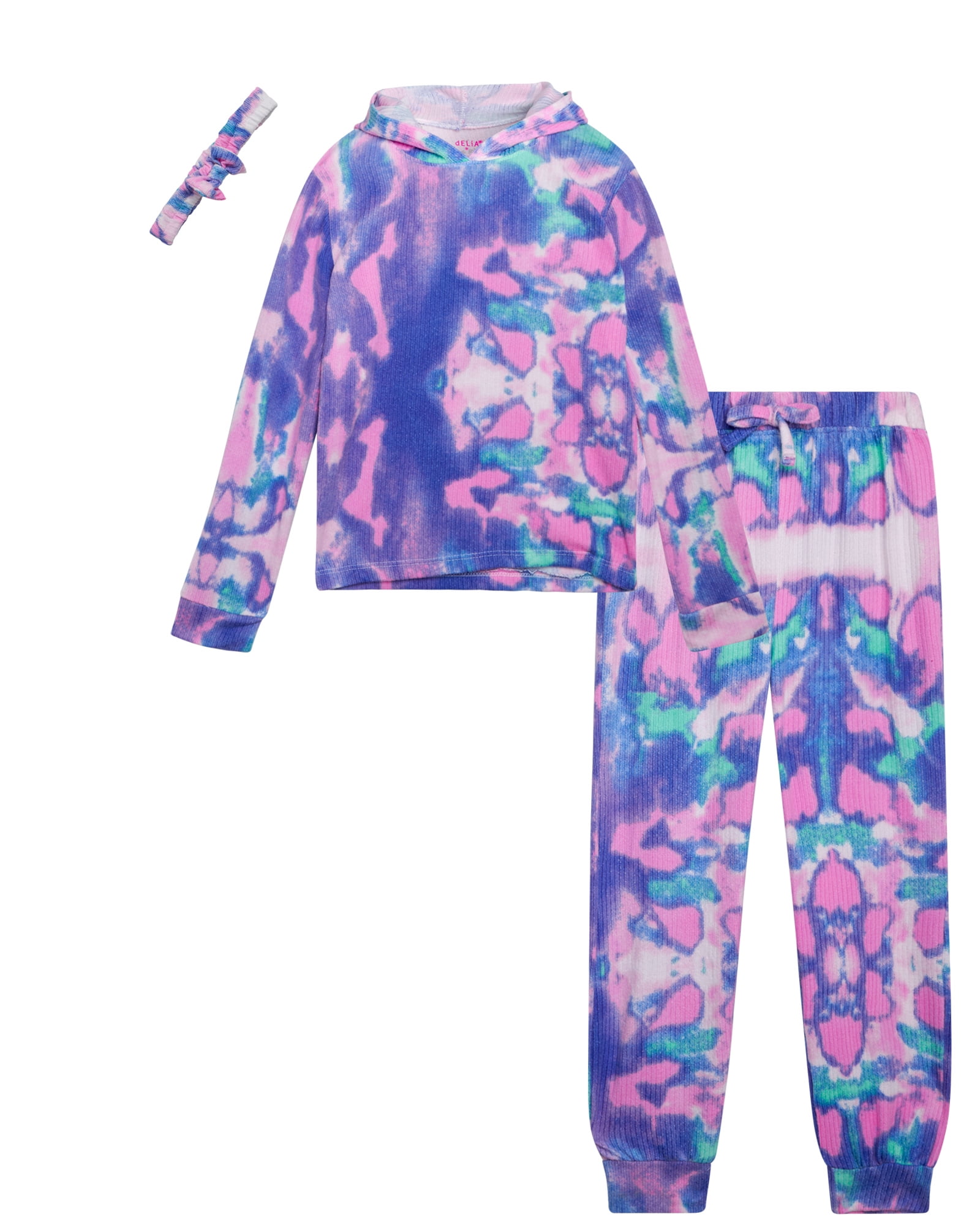 dELiA*s Girls' Sweatsuit Set - 3 Piece Cozy Ribbed Hoodie and Joggers ...
