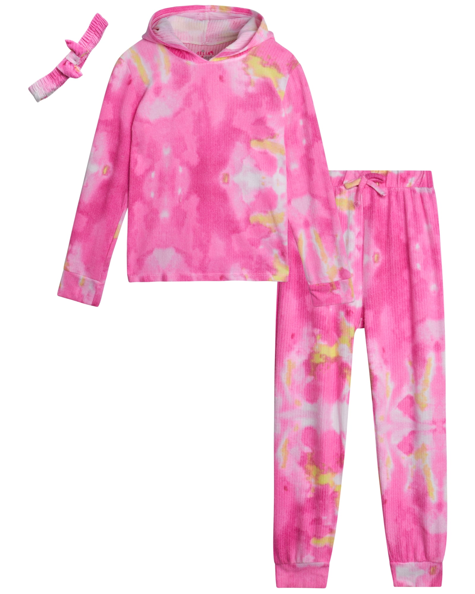 dELiA*s Girls' Sweatsuit Set - 3 Piece Cozy Ribbed Hoodie and Joggers ...