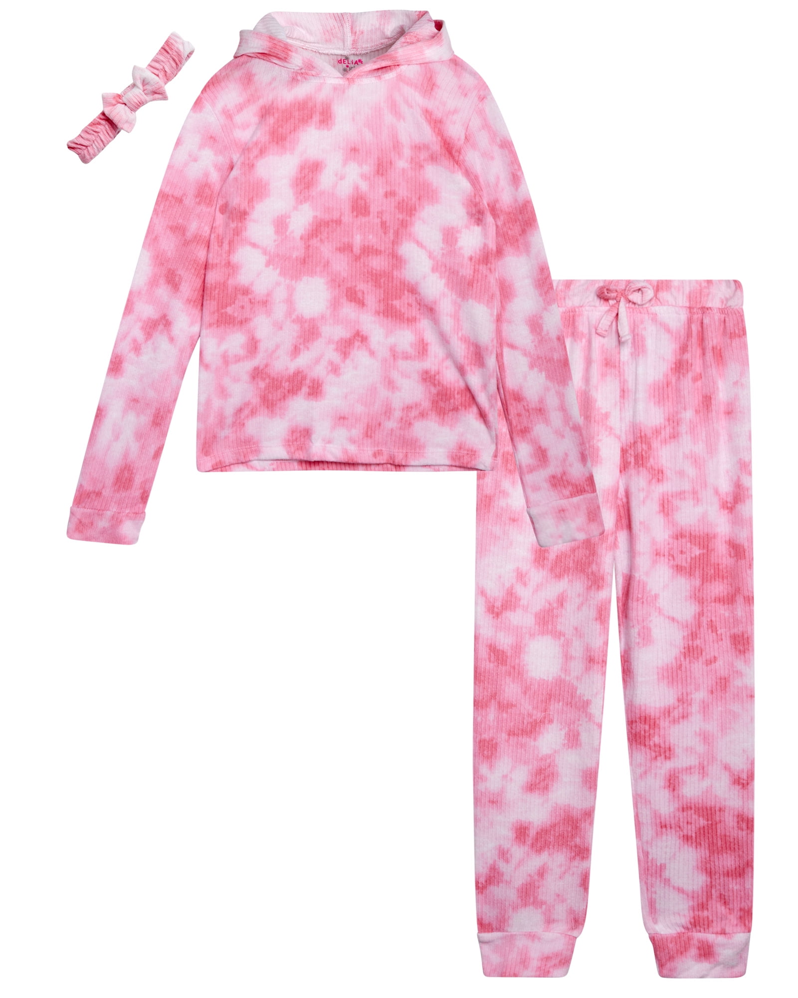 dELiA*s Girls' Sweatsuit Set - 3 Piece Cozy Ribbed Hoodie and Joggers ...
