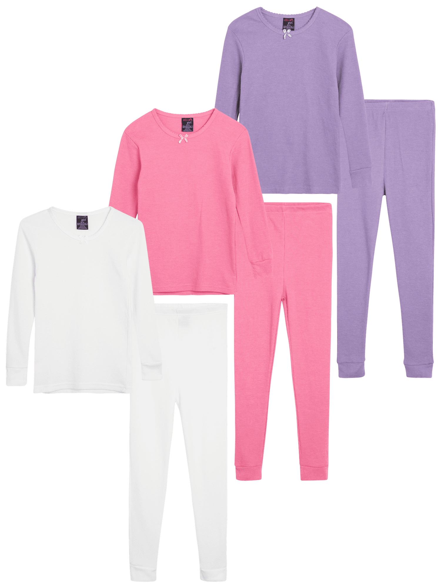dELiA*s Girls' Thermal Underwear Set - 6 Piece Waffle Knit Top and Long ...