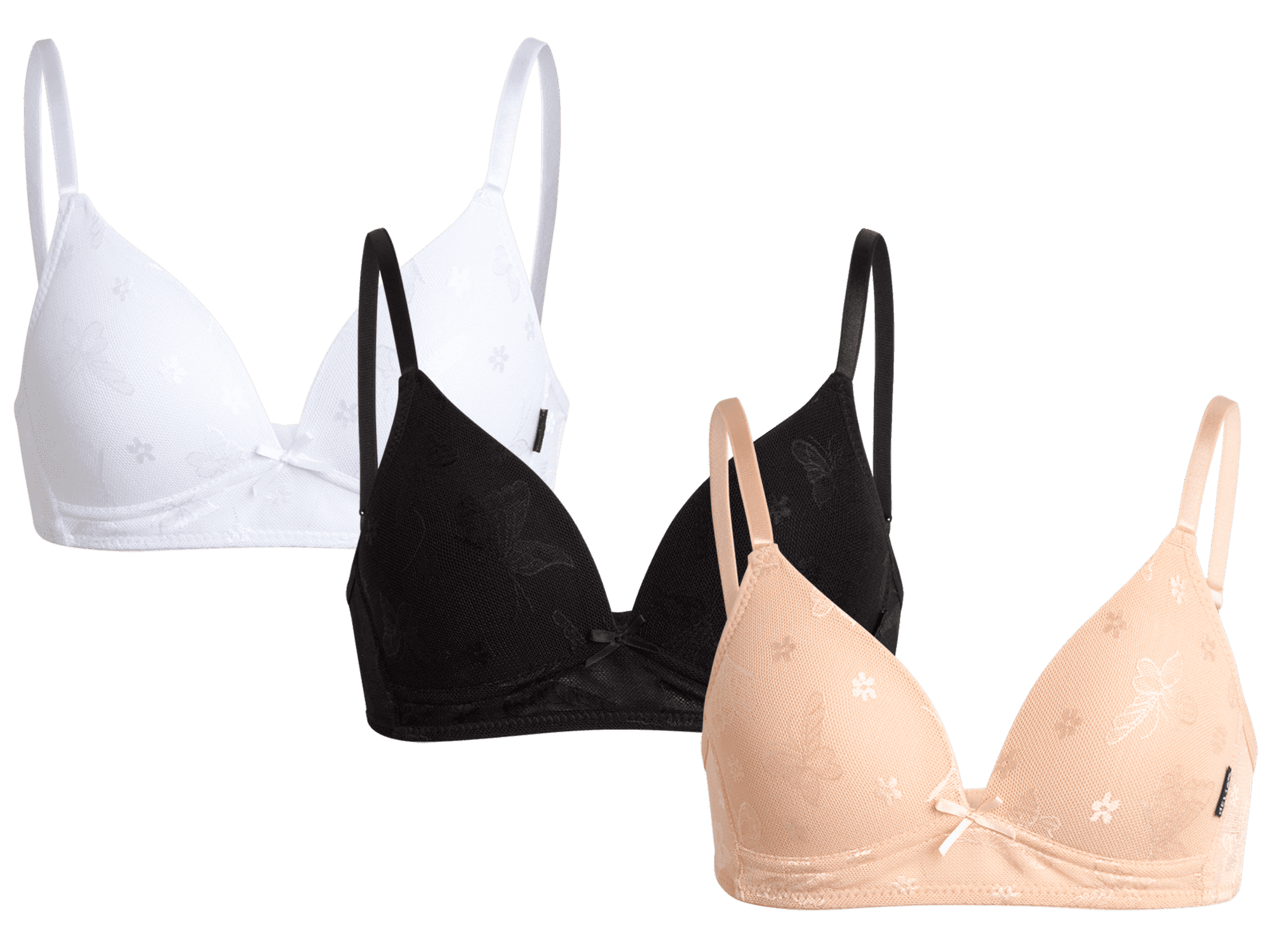 dELiA*s Girls' Training Bra - 3 Pack A-Cup Molded Wire-Free Microfiber ...