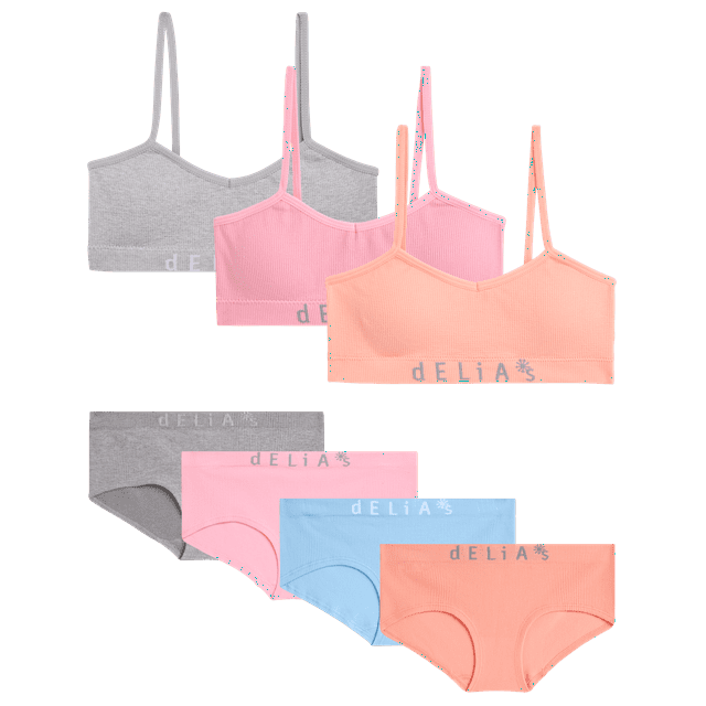 Delias Girls Training Bra Underwear Set 7 Piece Seamless Training