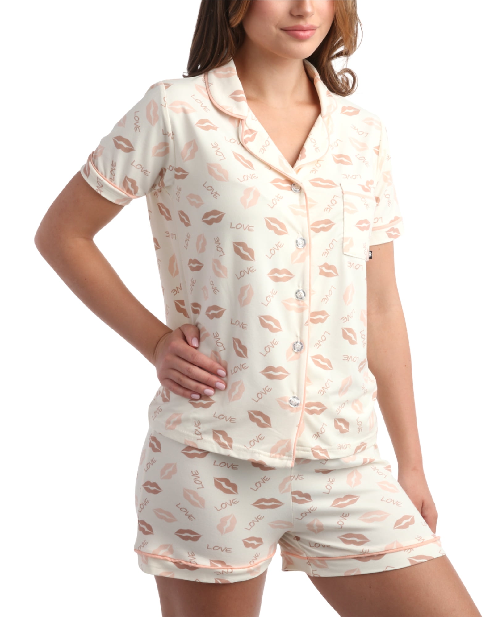 dELiA*s Women's Pajamas - 2 Piece Super Soft Button Down Sleep Shirt ...