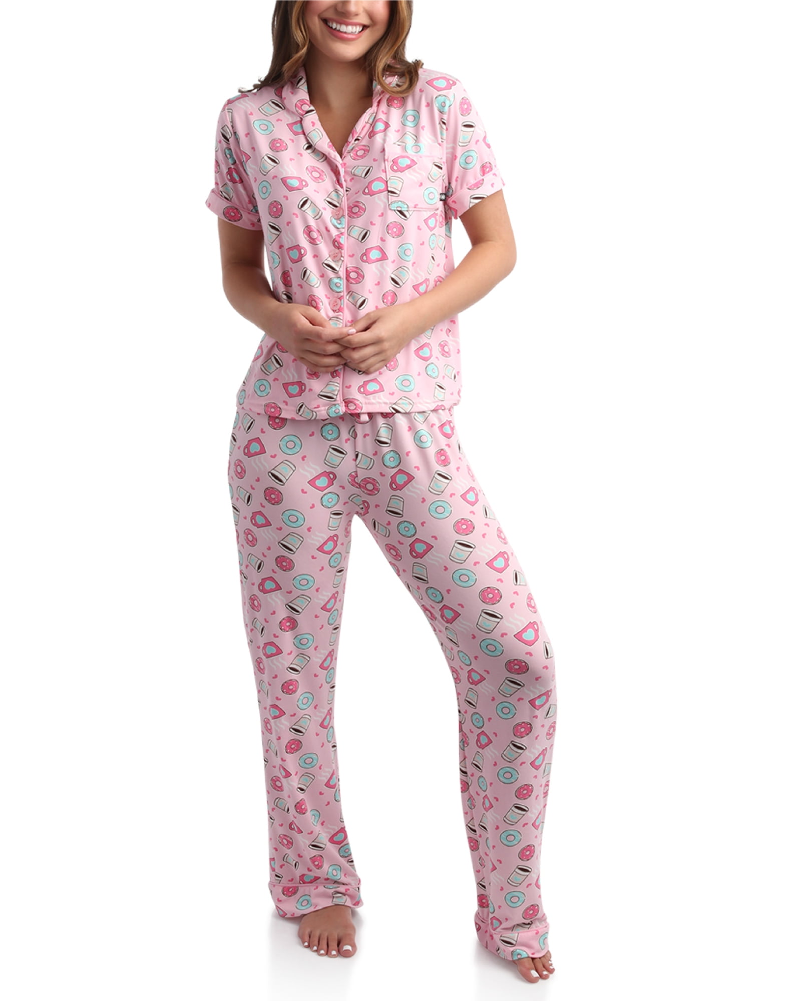 dELiA*s Women's Pajamas - 2 Piece Super Soft Button Down Sleep Shirt ...