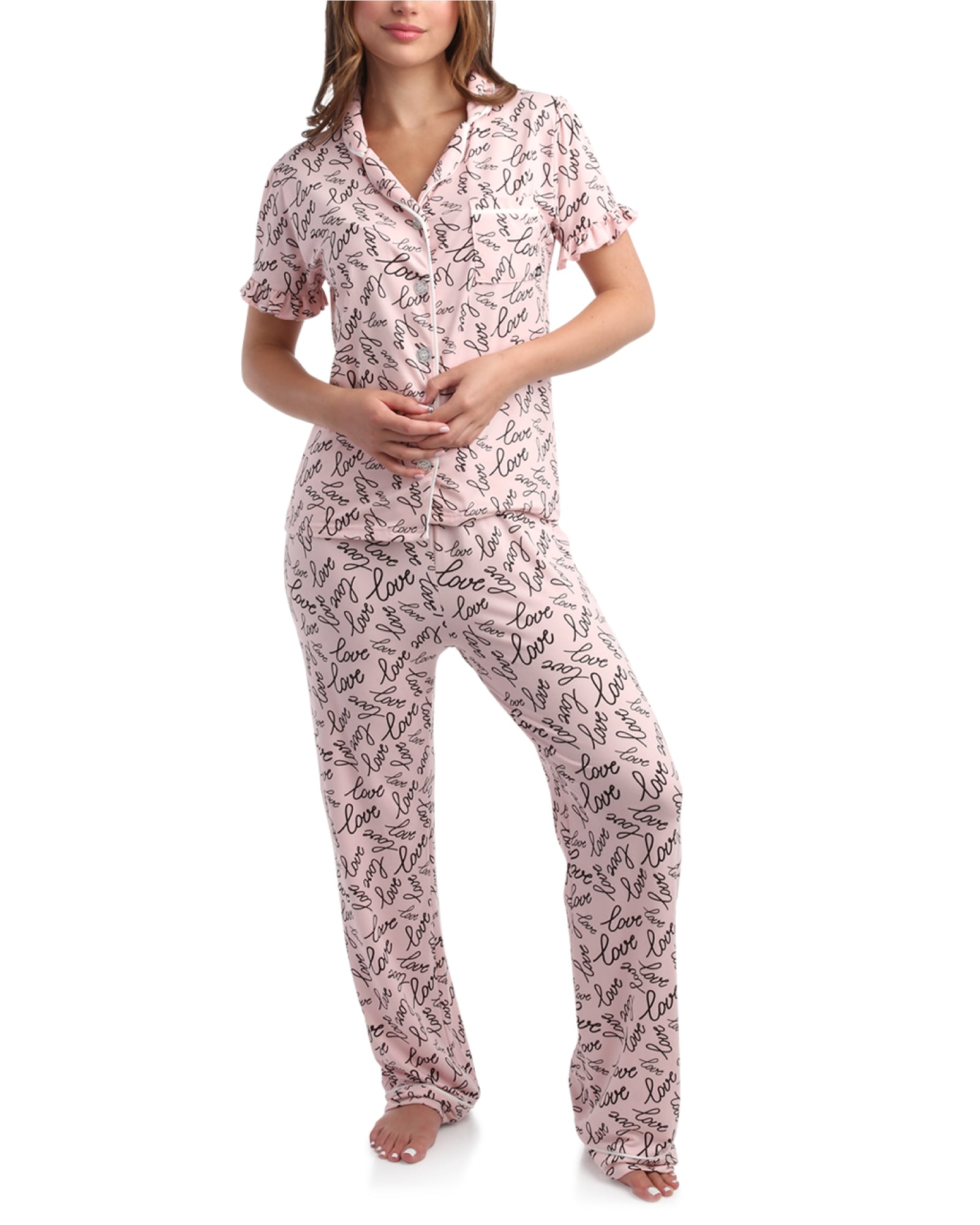 dELiA*s Women's Pajamas - 2 Piece Super Soft Button Down Sleep Shirt ...