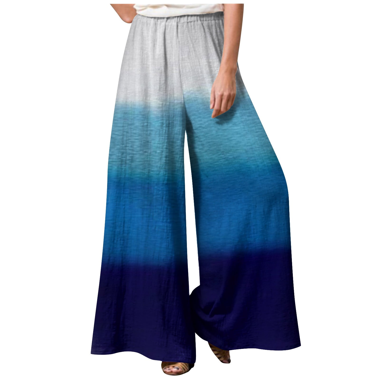 dGslk Gradient Vibes: Women’s Elastic-Waist Pocketless Wide-Leg Casual ...