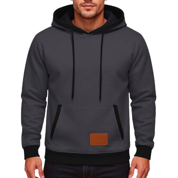 dGslk Men's Classic Red Pullover Hoodie with Black Accents, Adjustable ...