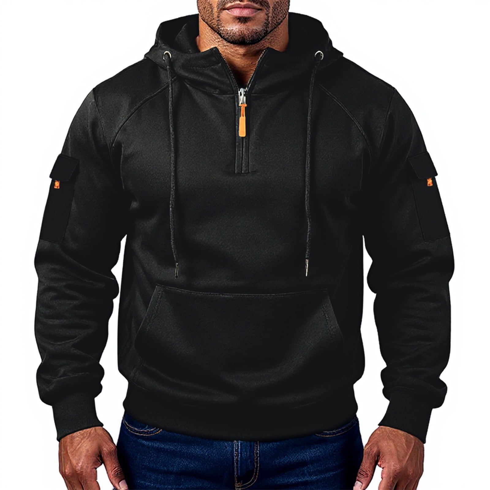 dGslk Men’s Tactical Half-Zip Hoodie Sweatshirt with Drawstring Hood ...