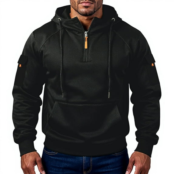 dGslk Men’s Tactical Half-Zip Hoodie Sweatshirt with Drawstring Hood ...