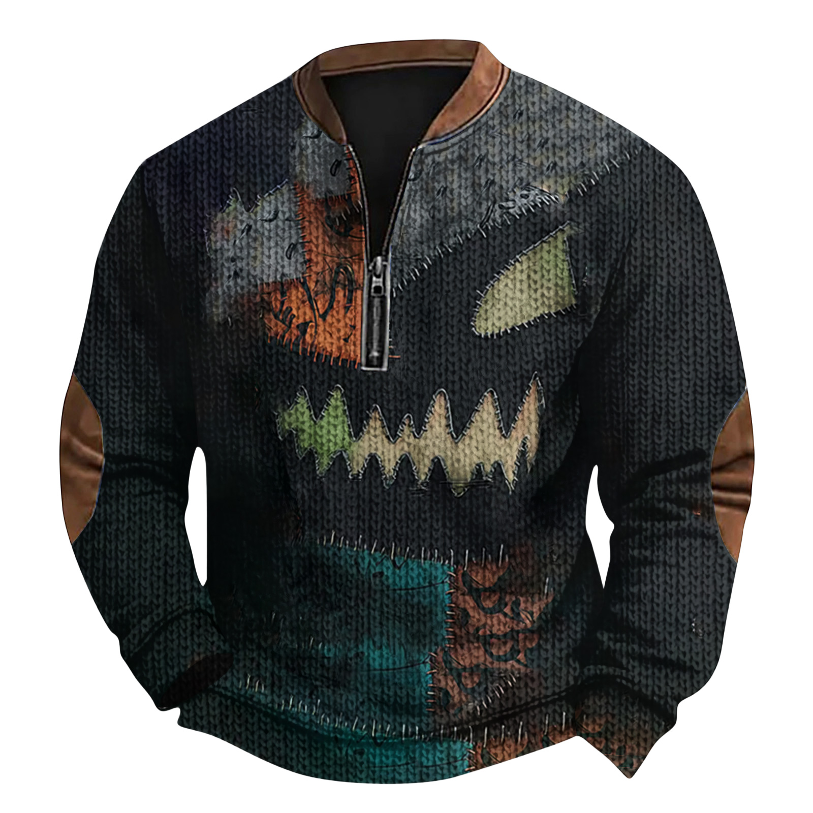 dGslk Mens Quarter Zip Pullover Long Sleeve Casual Sweatshirt Halloween ...