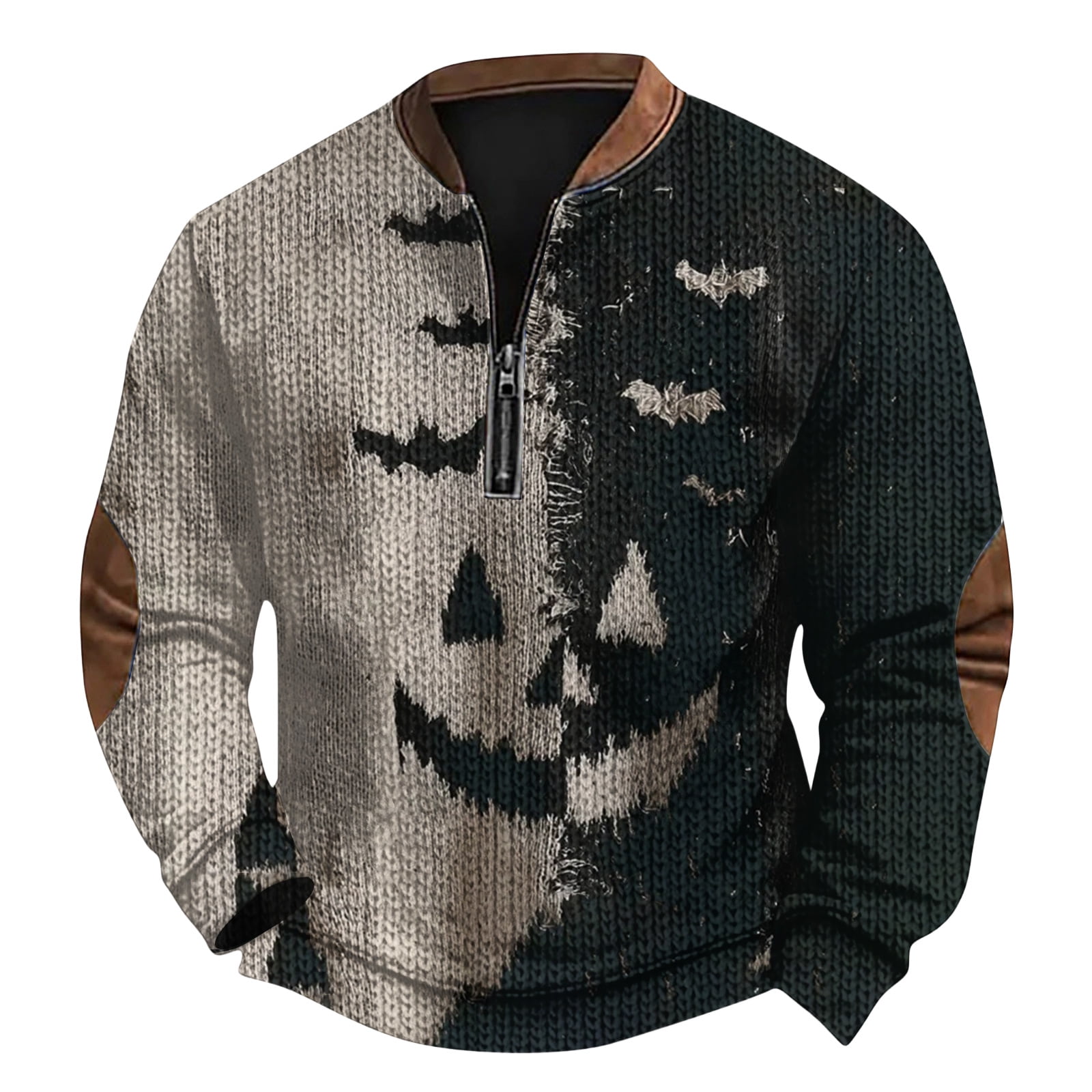 dGslk Mens Quarter Zip Pullover Long Sleeve Casual Sweatshirt Halloween ...