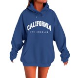 dGslk Women's Casual Hooded Long-sleeved Printed Letter Baseball Jacket ...