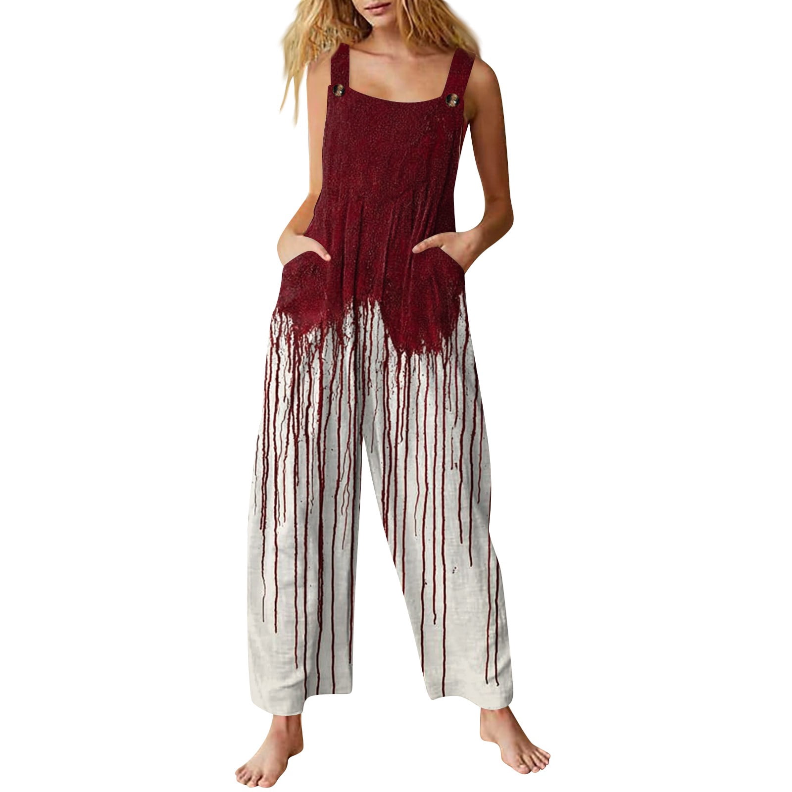 dGslk Women's Casual Jumpsuit Sleeveless Cotton Jumpsuit Women’s ...