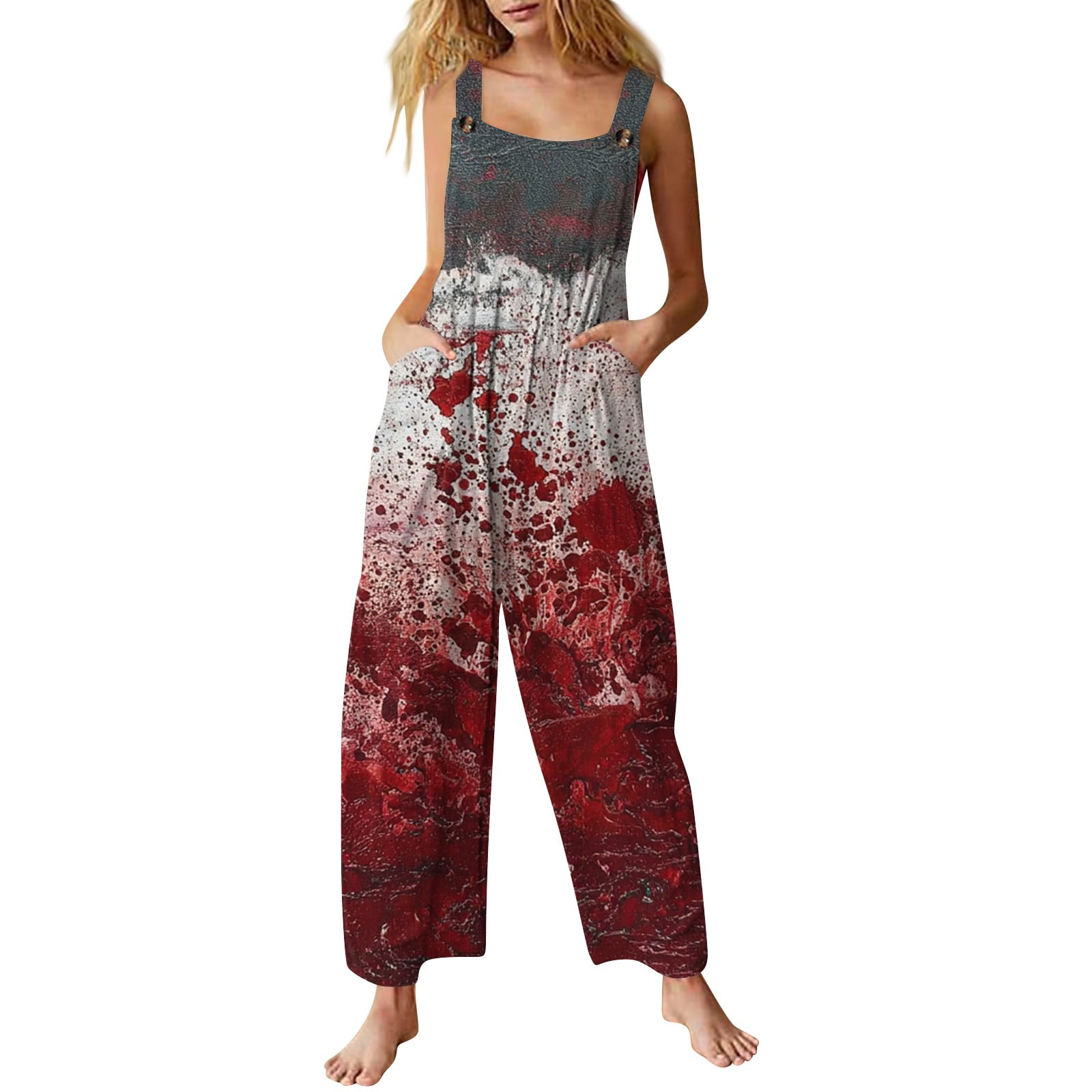 dGslk Women's Casual Jumpsuit Sleeveless Cotton Jumpsuit Women’s ...