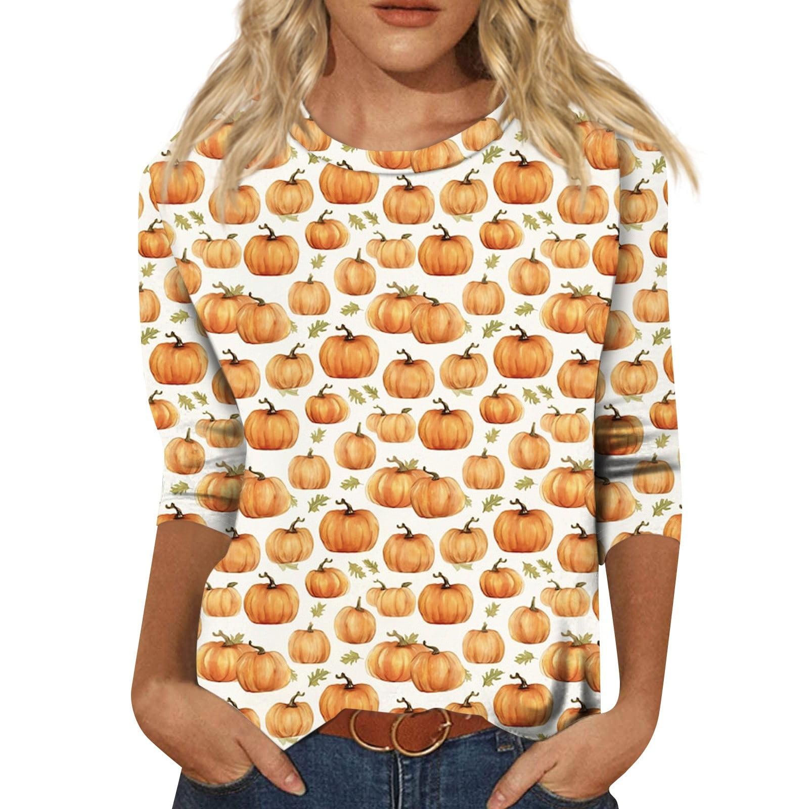 dGslk Women's Cute Cartoon Cloud Print Crewneck Long Sleeve Casual Top ...