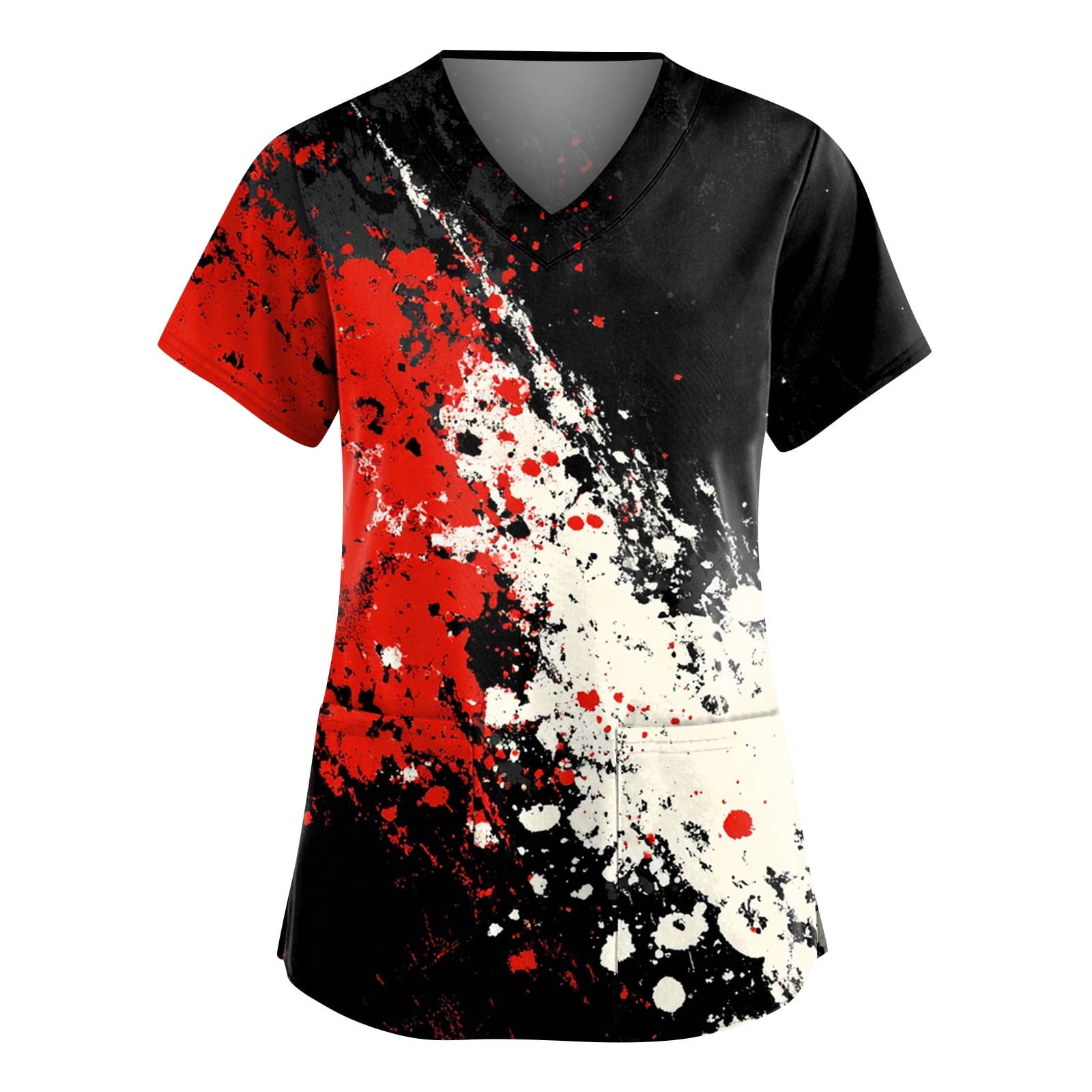 dGslk Women's Halloween Spider Print Scrub Top for Women, V-Neck Short ...