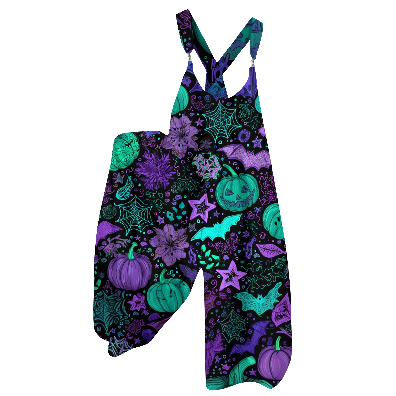 dGslk Women's Summer Overalls Floral Print Vintage Jumpsuit Halloween ...
