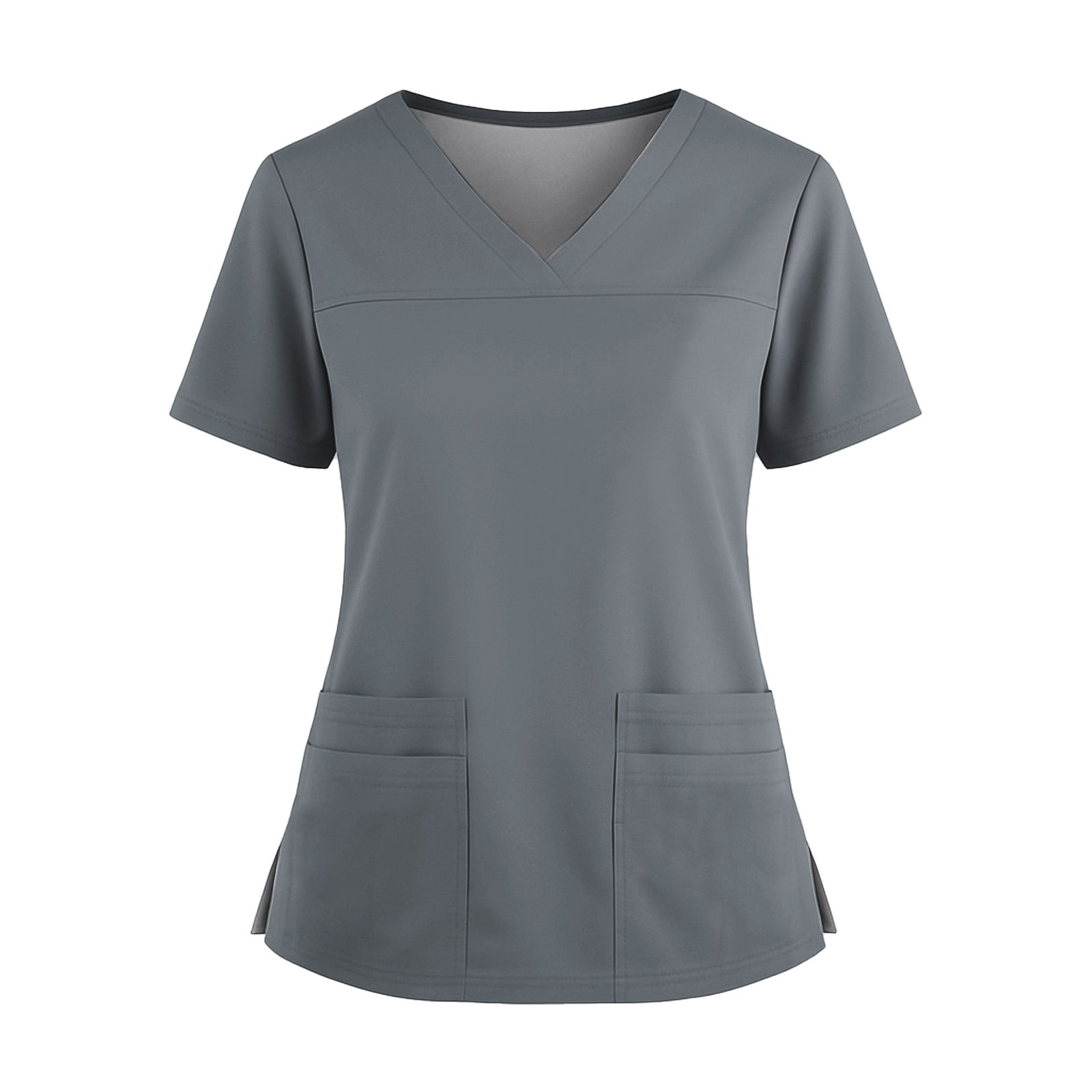 dGslk Women’s V-Neck Top with Short Sleeves, 2 Front Pockets ...